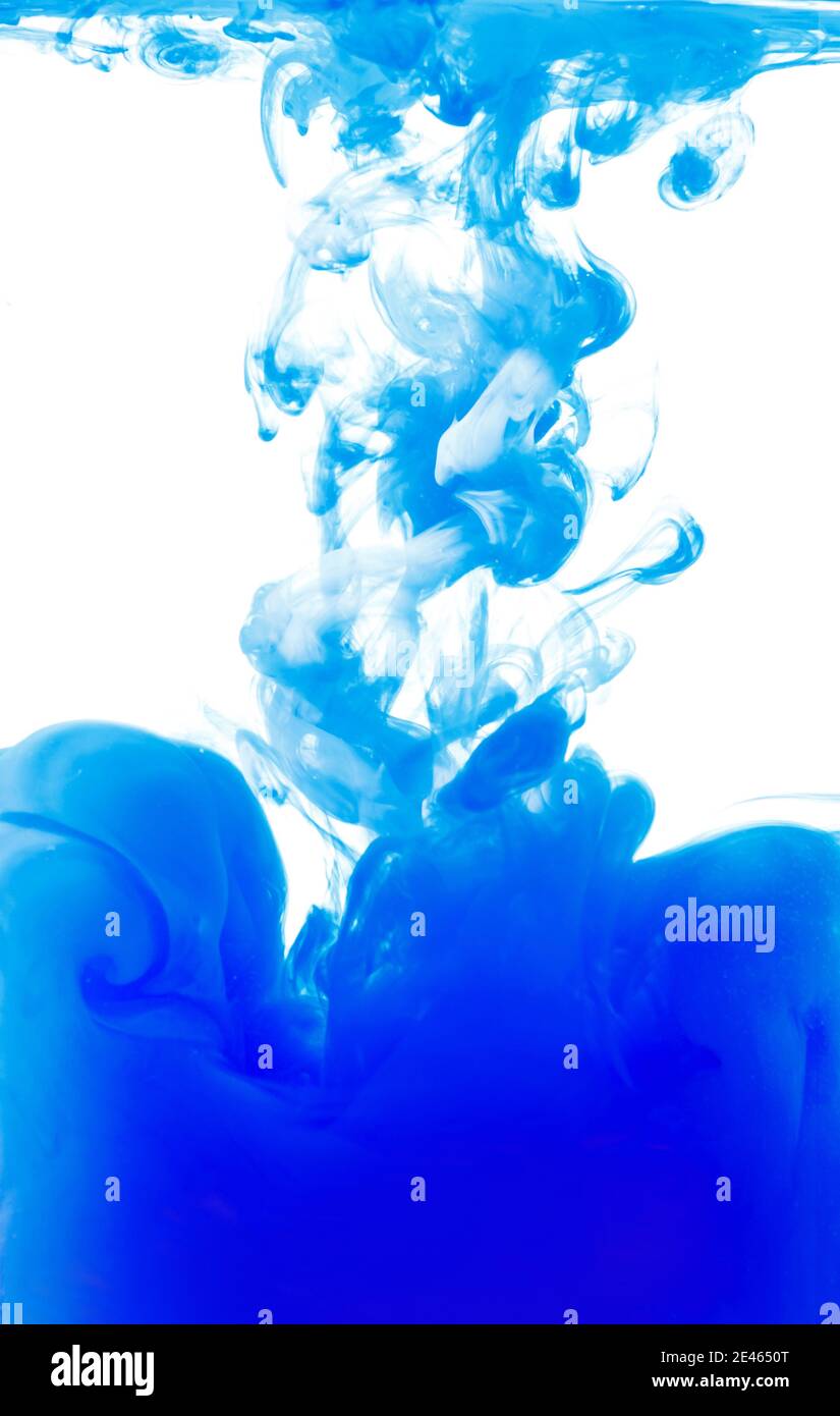 Blue ink in water abstract background on white background Stock Photo ...