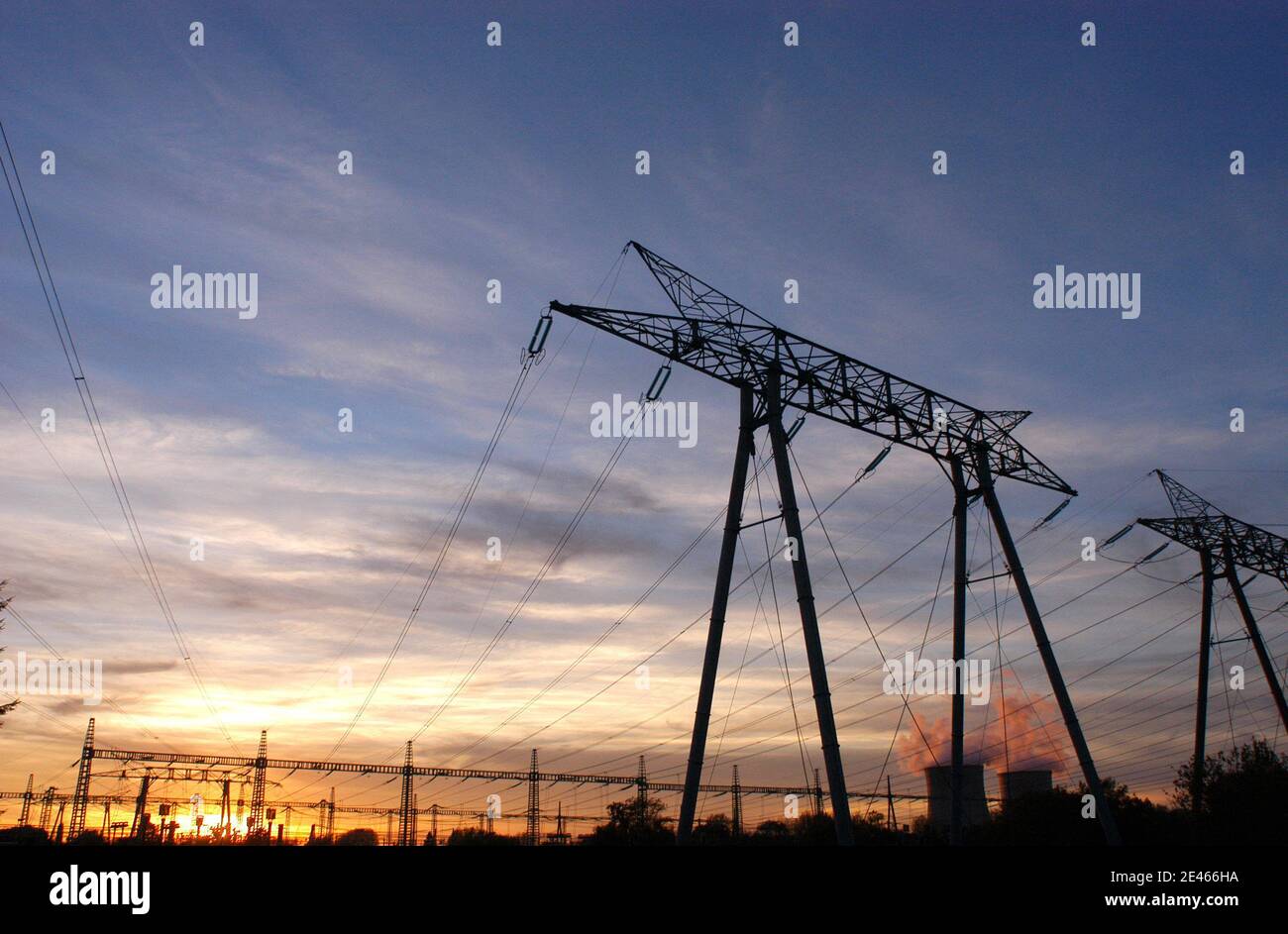 Electric pylones at the Electricite de France (EDF) in France. Photo by ...