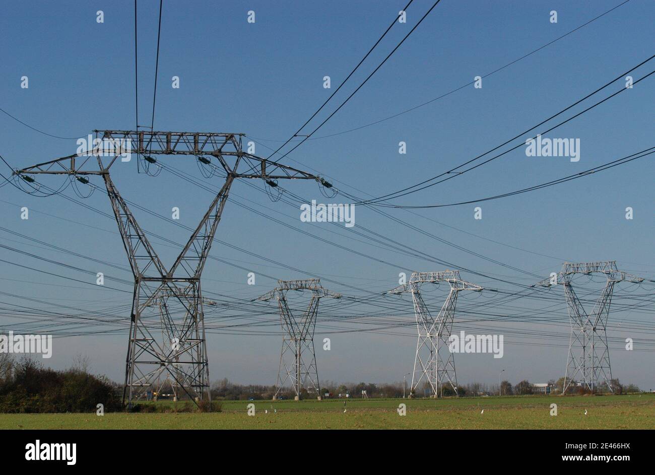 Electric pylones at the Electricite de France (EDF) in France. Photo by ...