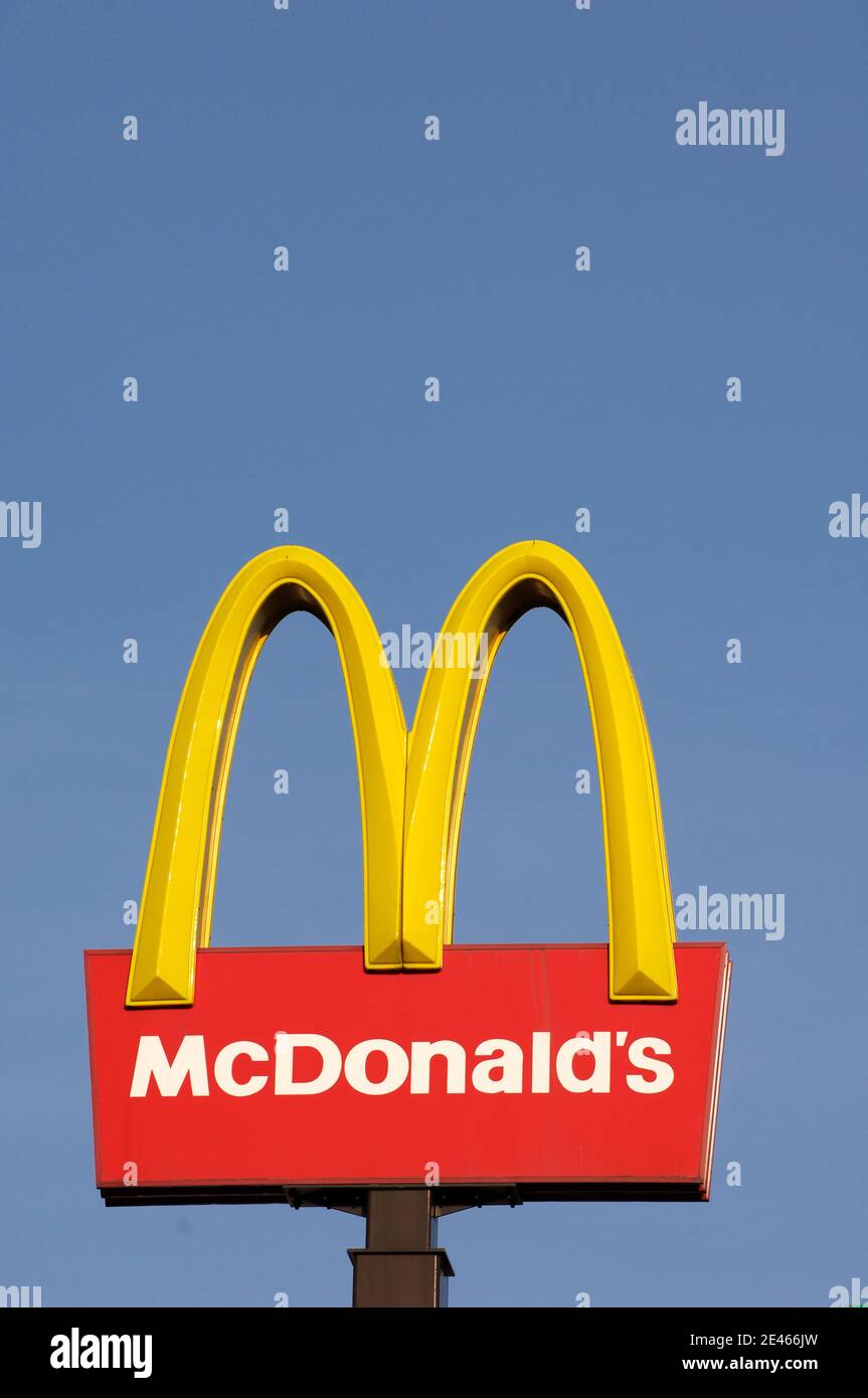McDonald's sign board in France. Photo by Philippe Montigny/ABACAPRESS ...