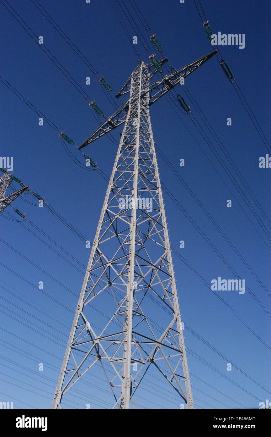 Electric pylones at the Electricite deFrance (EDF) in France. Photo by ...