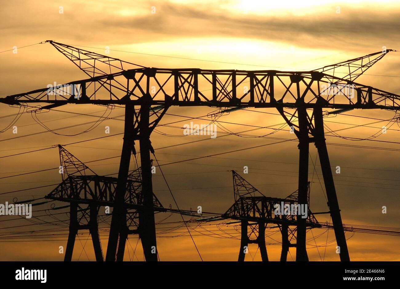Electric pylones at the Electricite de France (EDF) in France. Photo by ...