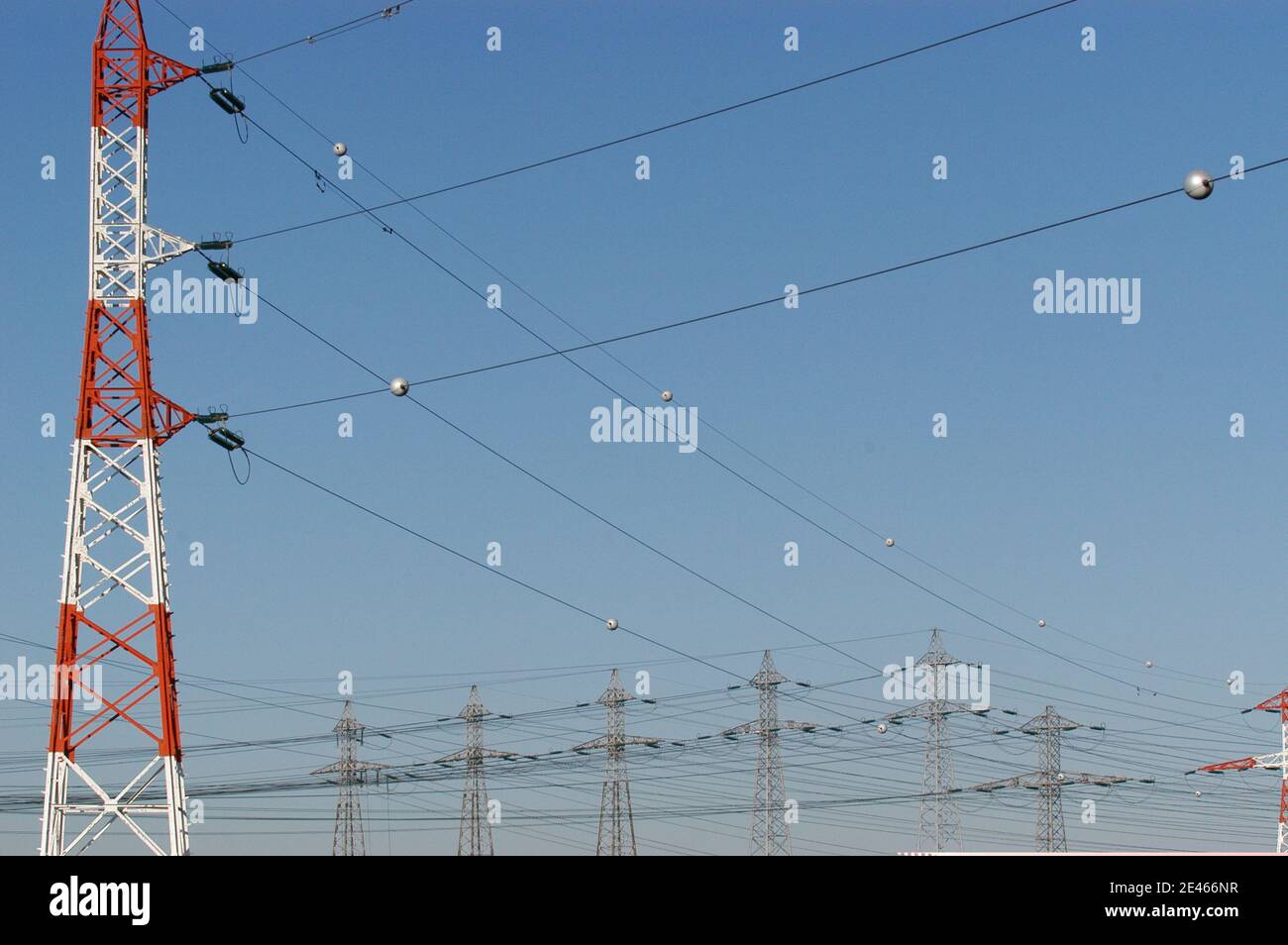 Electric pylones at the Electricite de France (EDF) in France. Photo by ...