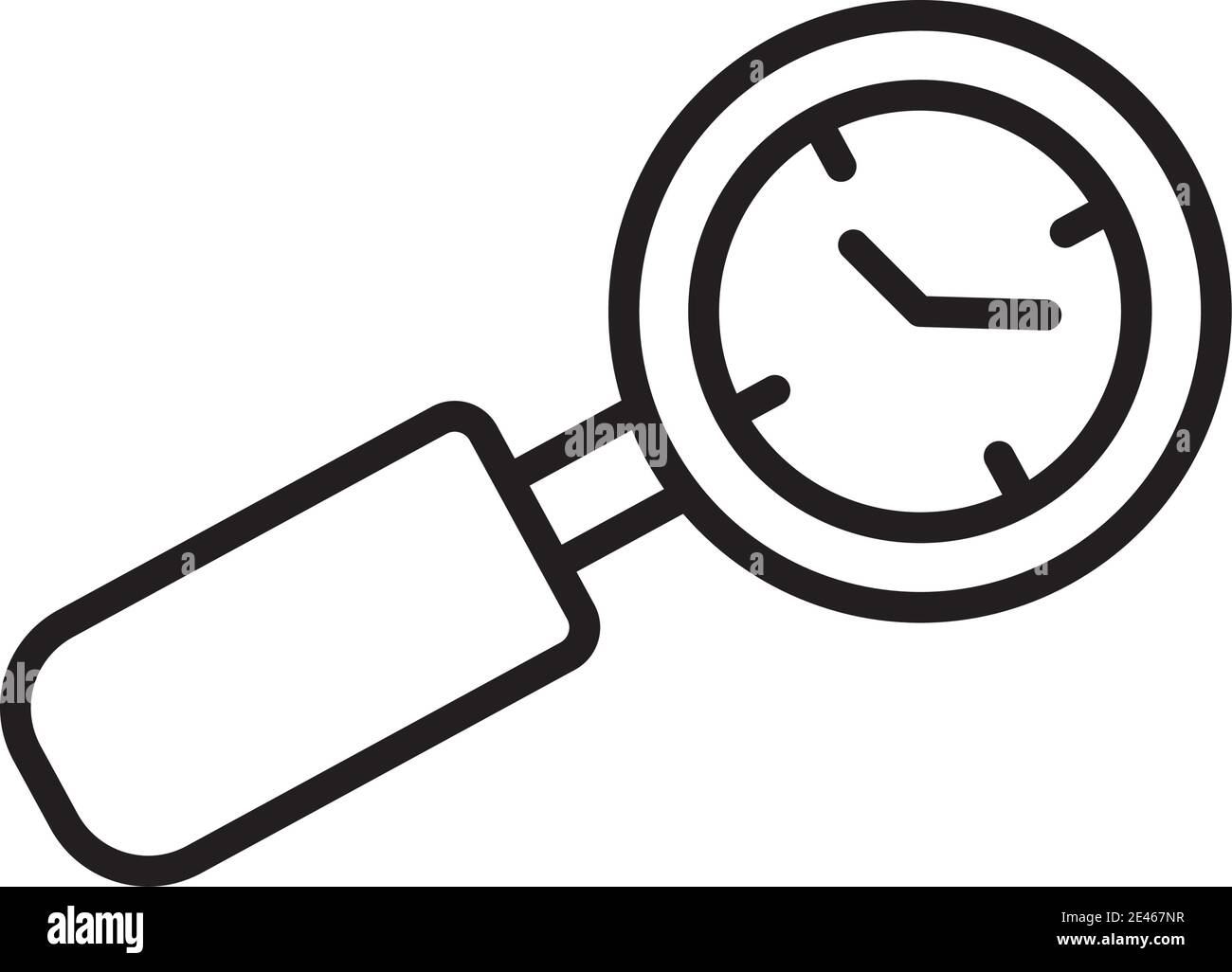 time clock watch in magnifying glass line style icon vector ...