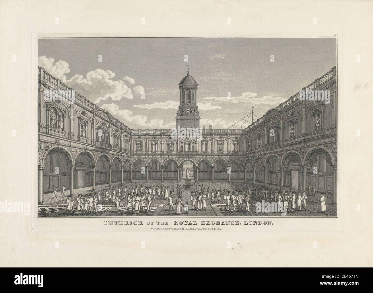 unknown artist, Interior of the Royal Exchange, London, 1822. Engraving ...