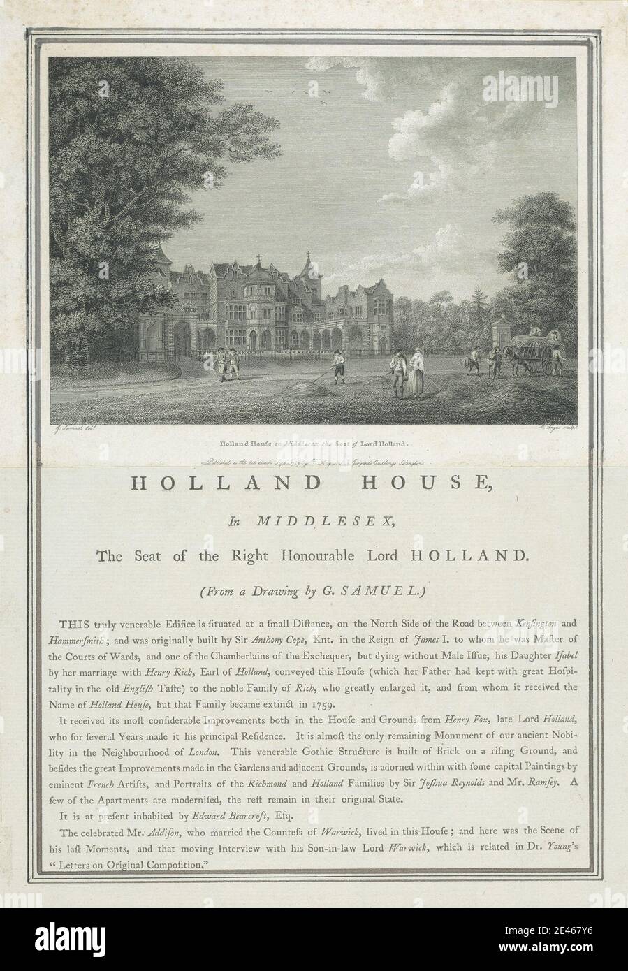 William Angus, 1752â€“1821, British, Holland House in Middlesex, the ...