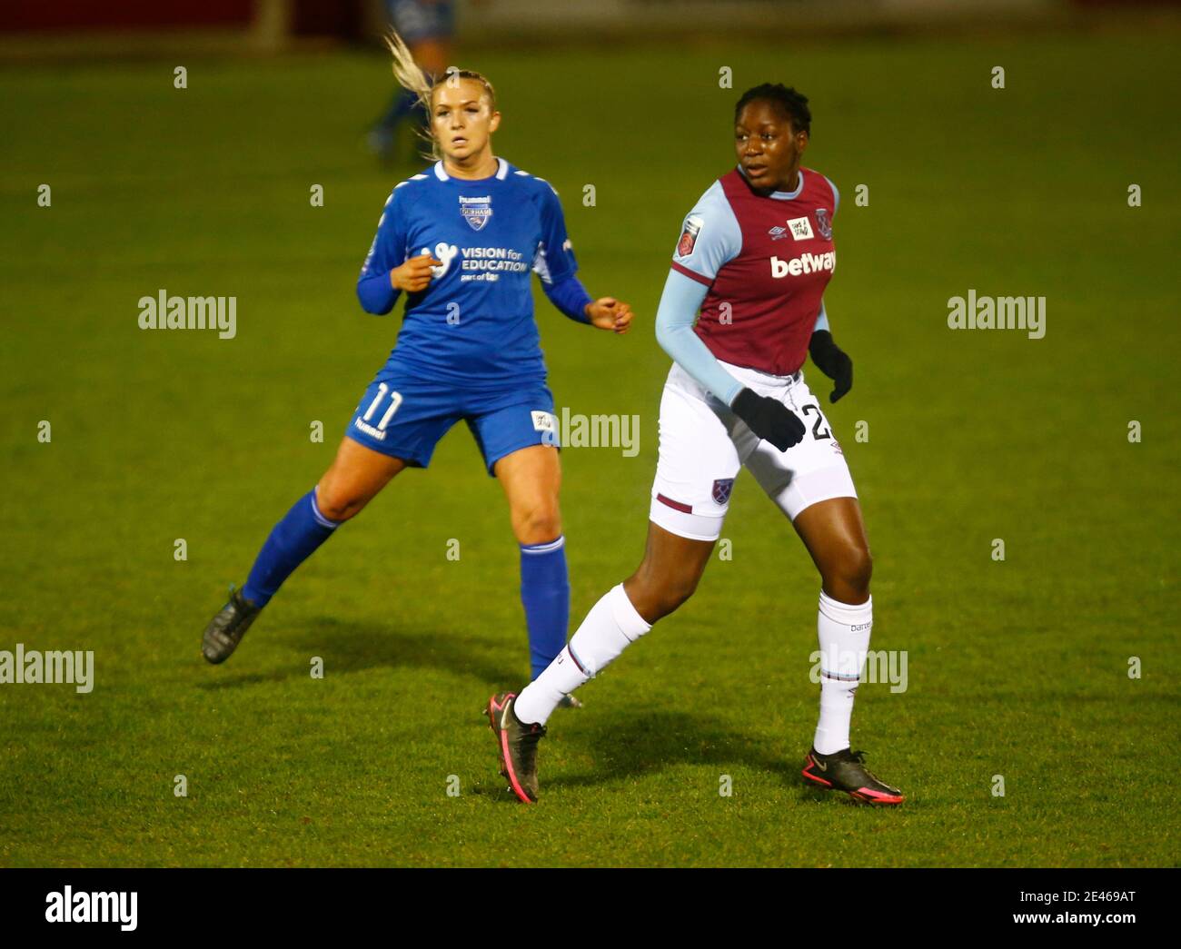 Dagenham, UK. 21st Jan, 2021. DAGENHAM, ENGLAND - JANUARY 21: L-R Hawa ...