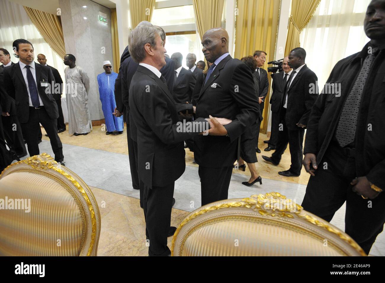 French Foreign Minister Bernard Kouchner speaks with Senegalese ...