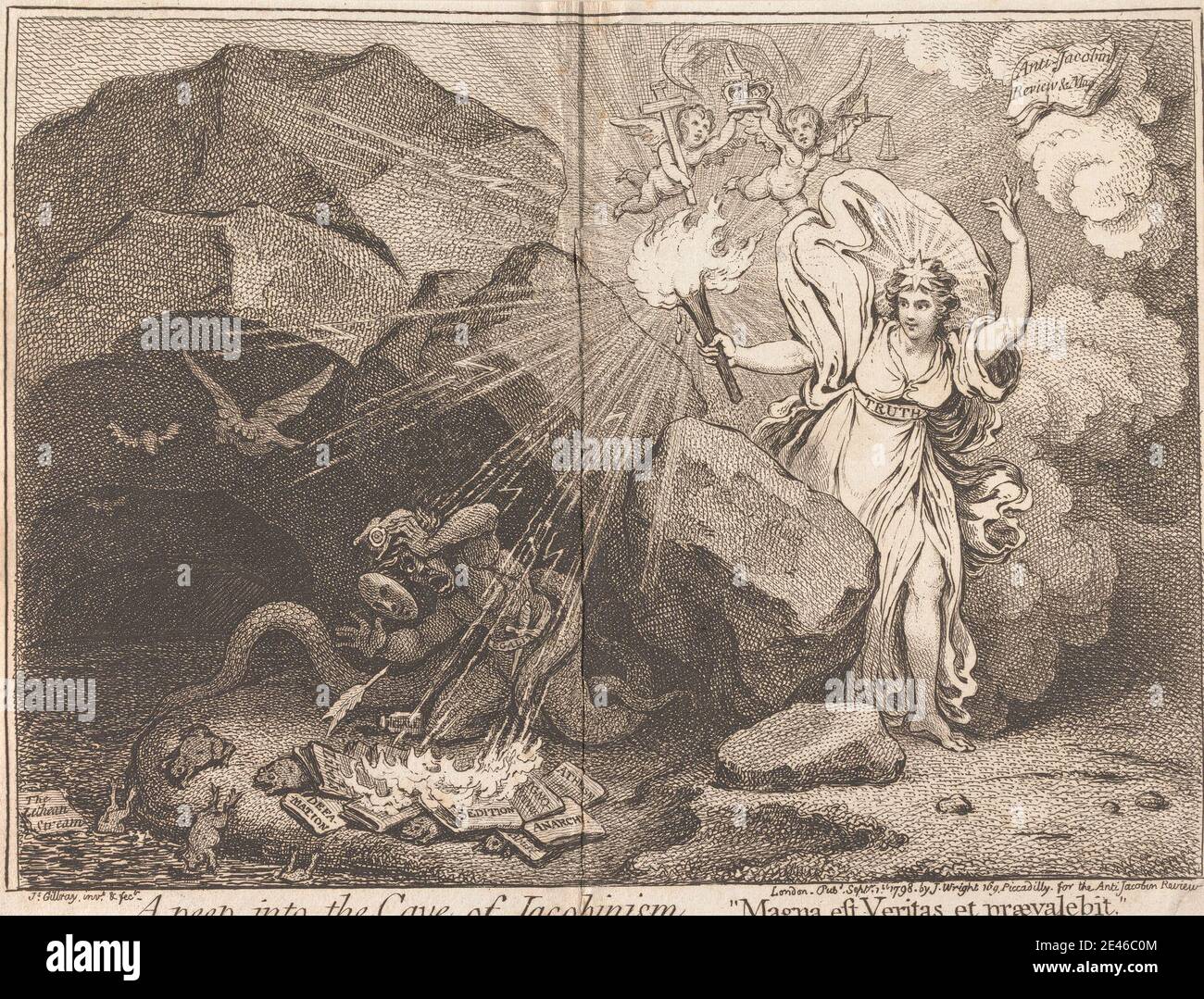 James Gillray, 1757â€“1815, British, A Peep into the Cave of Jacobinism ...