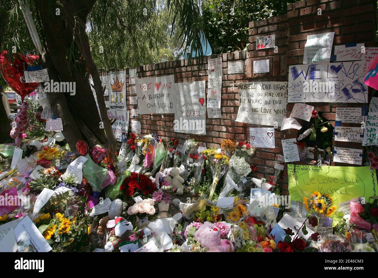 Michael Jackson's fans and media outside the Jackson family compound in ...