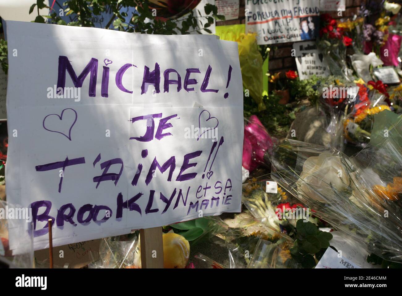 Michael Jackson's fans and media outside the Jackson family compound in ...