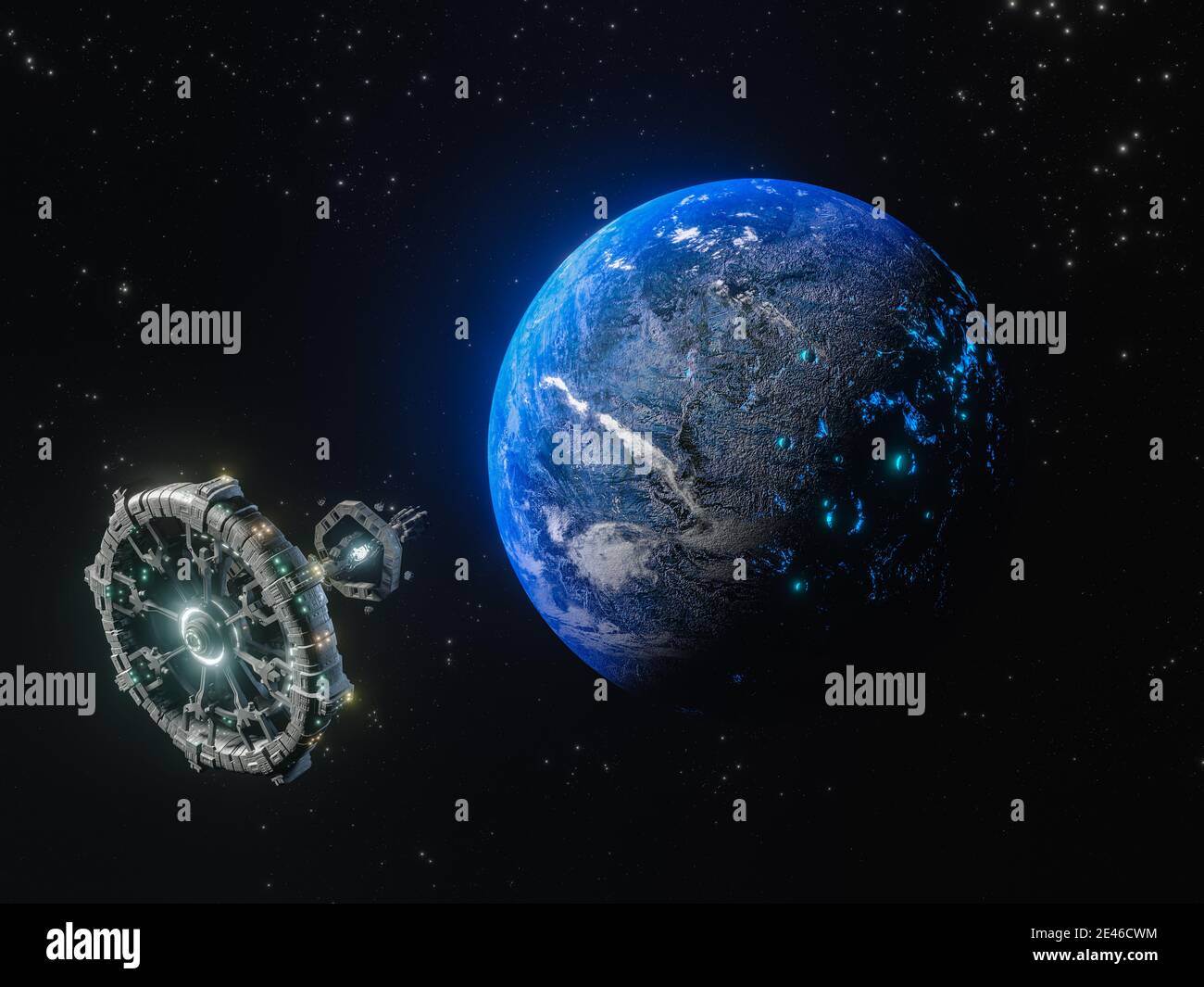 3D rendering of Planet Earth - broadband internet system to meet the ...