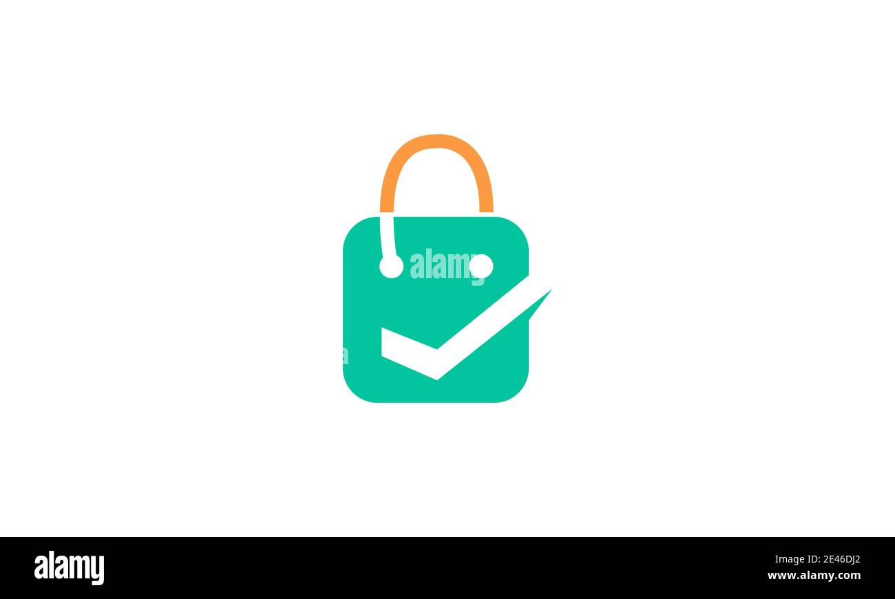 shopping bag discount check mark logo symbol icon vector graphic design ...