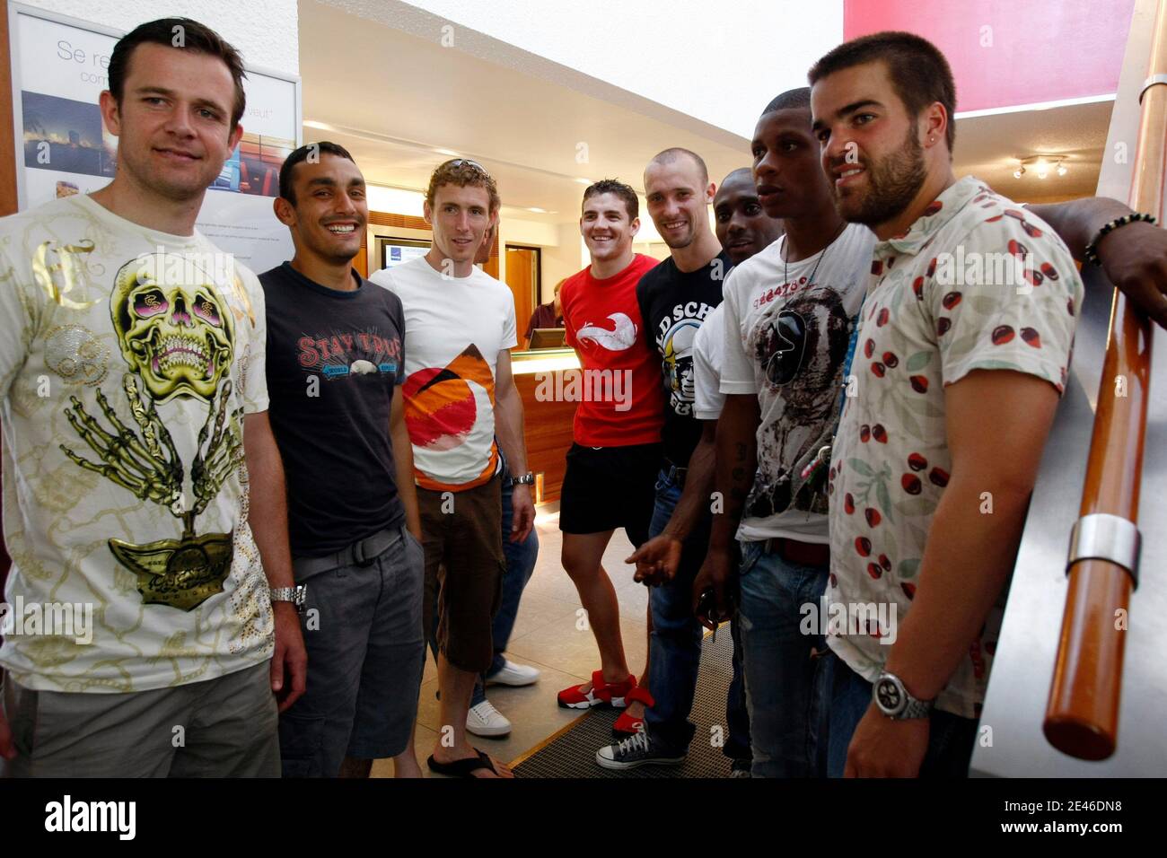 Valenciennes FC soccer players before their first soccer training ...