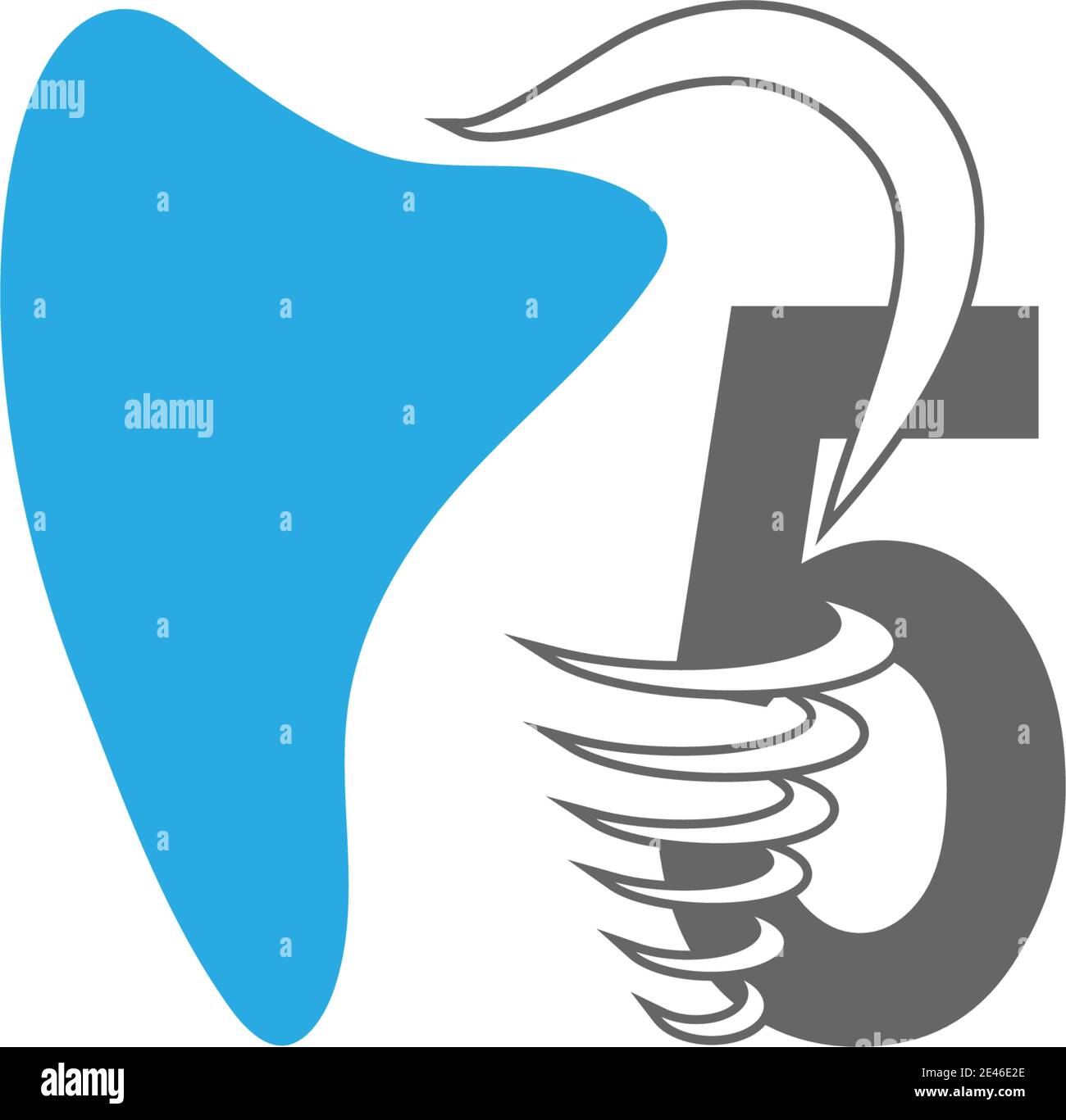 Number 5 logo icon with dental design illustration vector Stock Vector ...