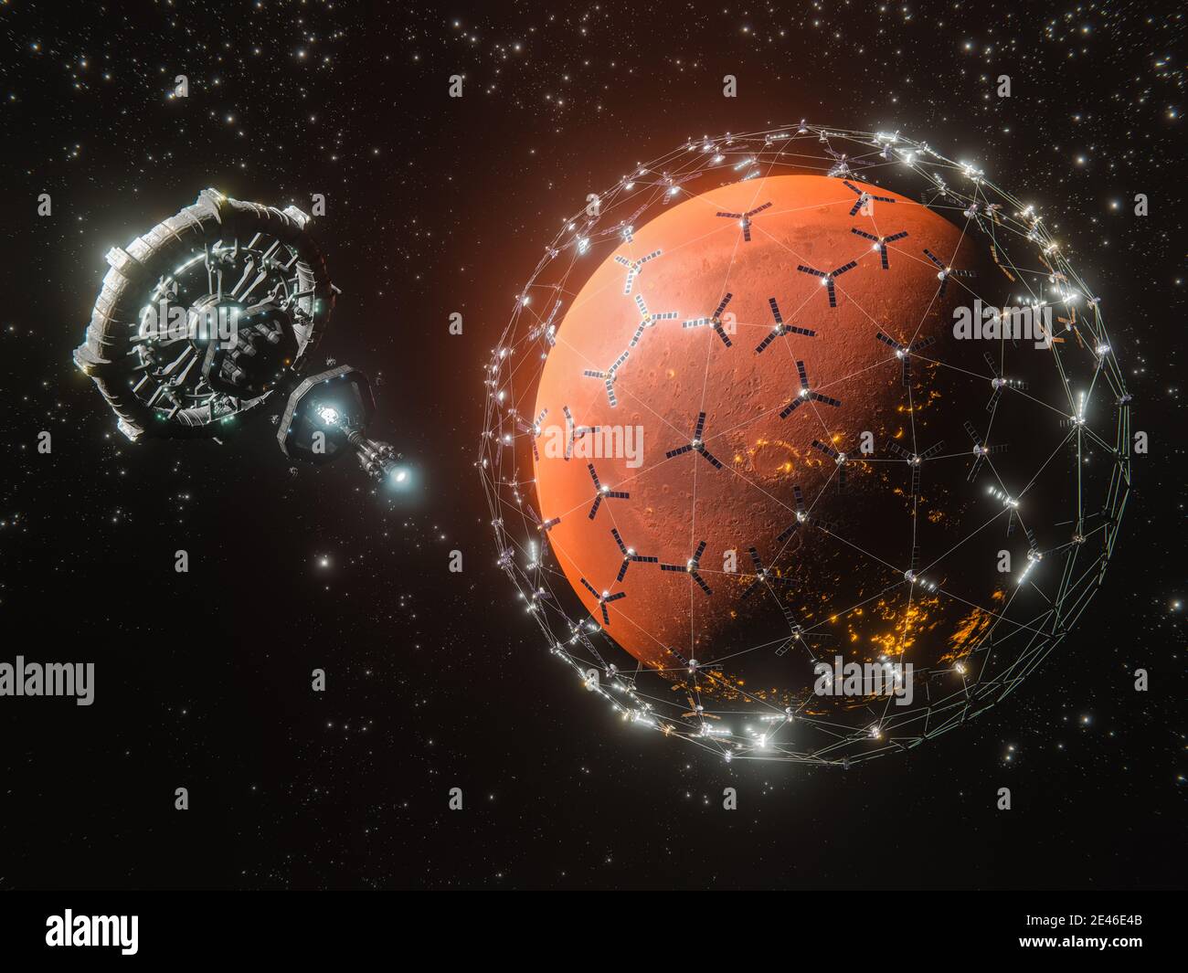 3D rendering of Planet Mars - broadband internet system to meet the ...