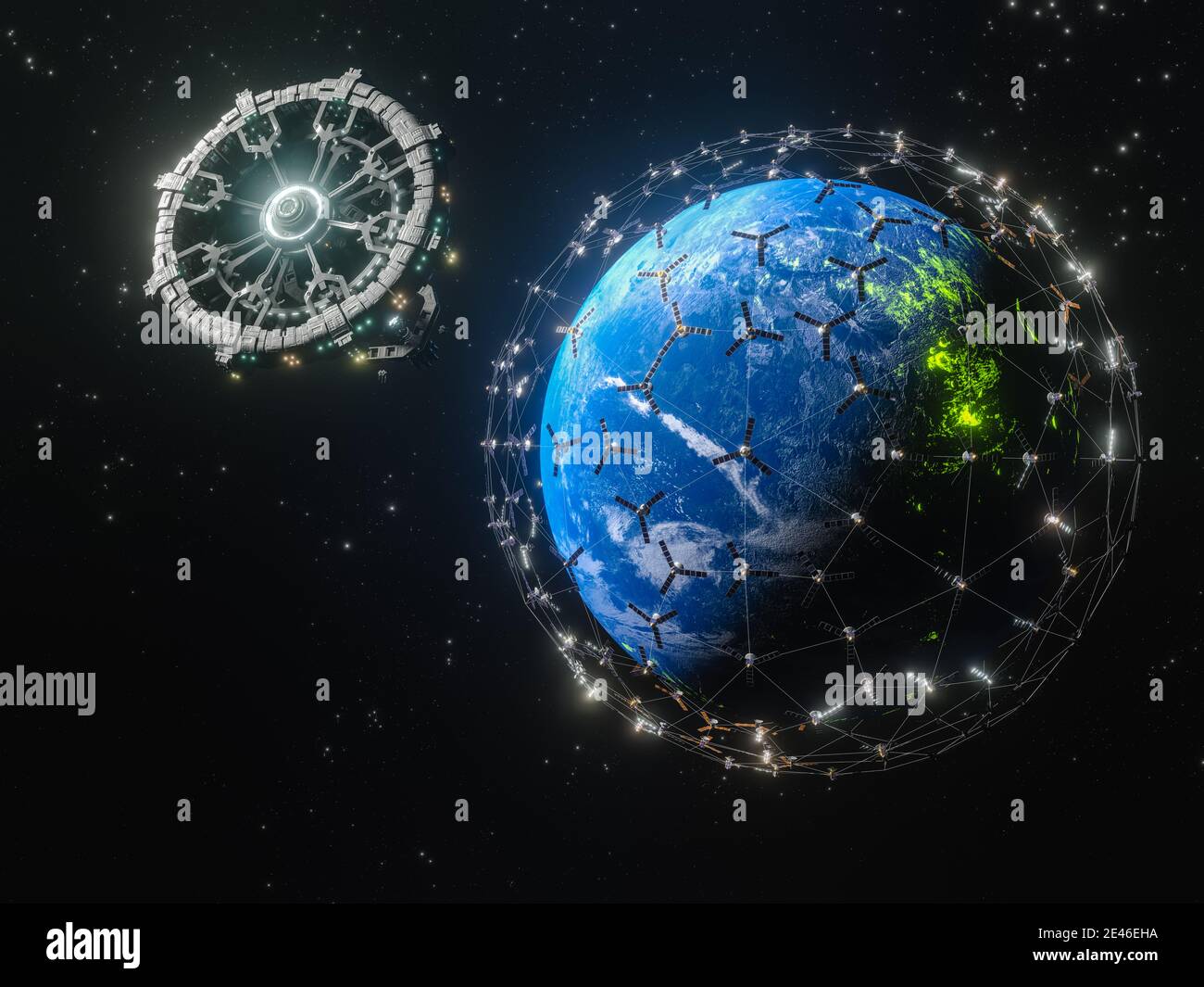 3D rendering of Planet Earth - broadband internet system to meet the ...