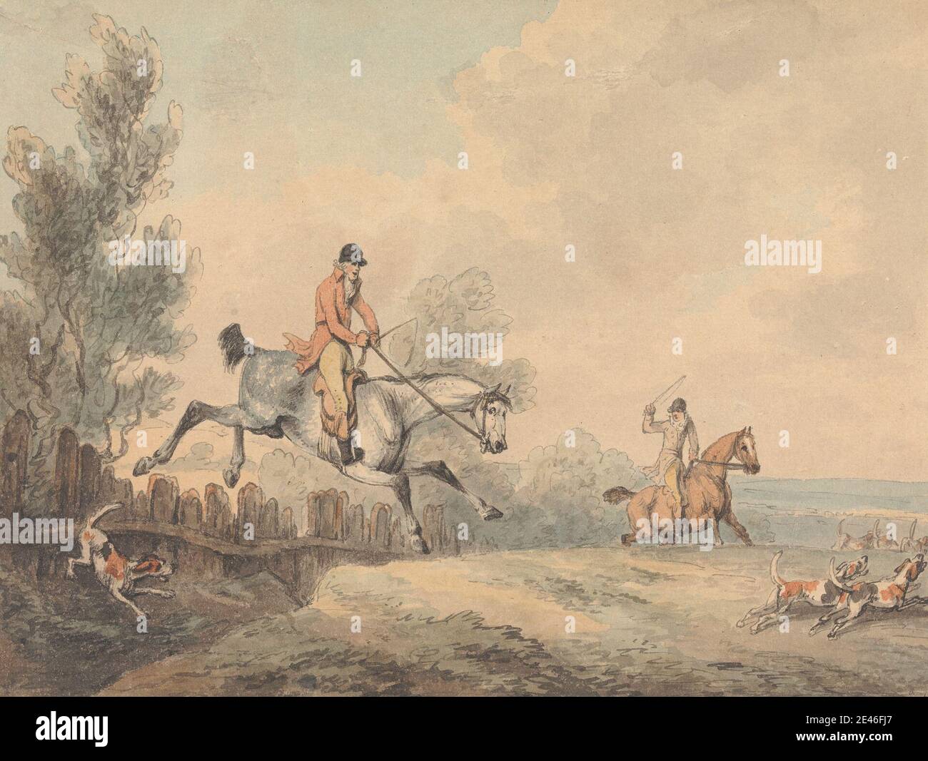 Samuel Howitt, 1756â€“1822, British, Full Cry, undated. Watercolor, pen and black ink, and gray ...