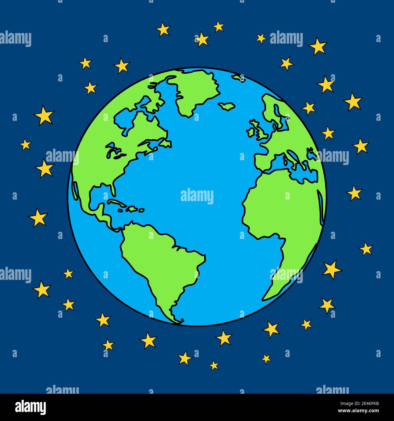 planet earth cartoon in the starry universe vector Stock Vector Image ...
