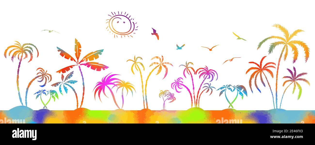 Multi-colored palms trees. Vector illustration Stock Vector Image & Art ...