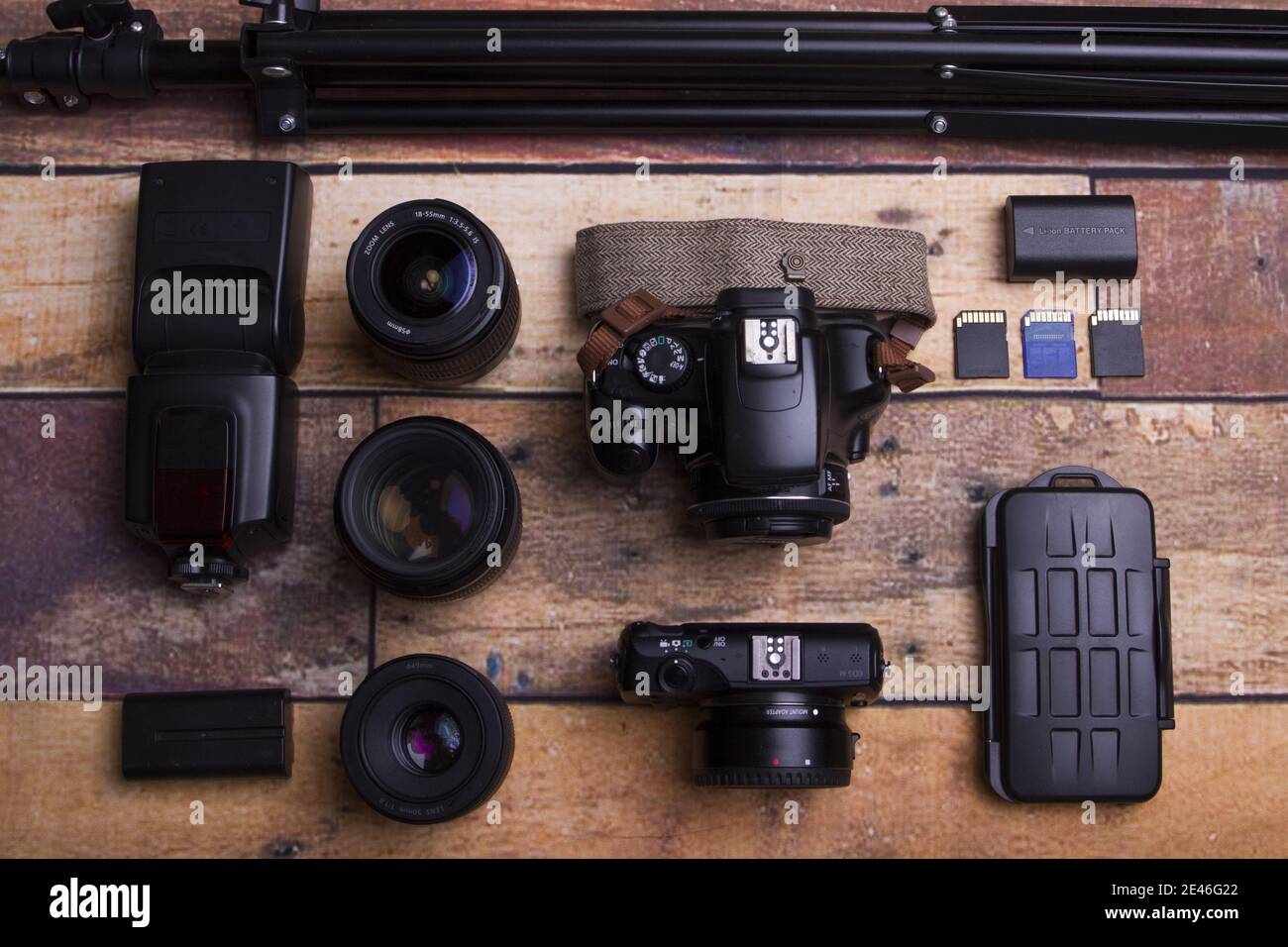 Desktop with camera element Stock Photo - Alamy