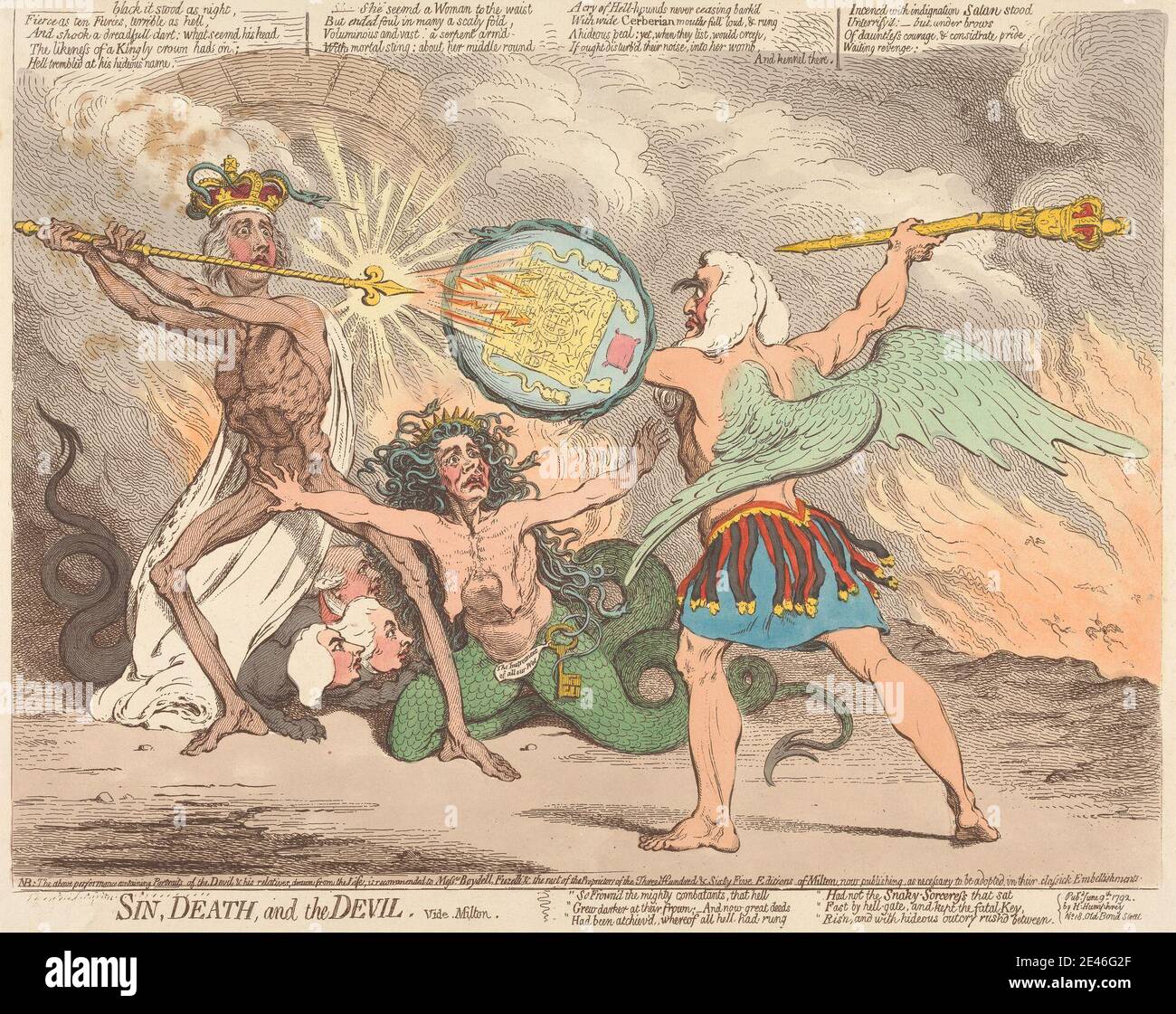 James Gillray, 1757â€“1815, British, Sin, Death, and the Devil, 1792 ...