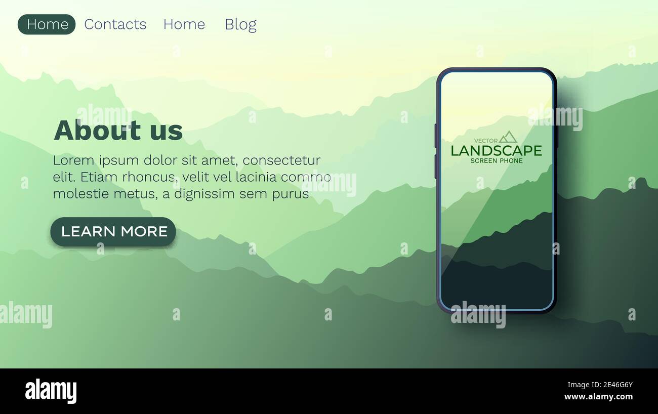 Landscape with silhouettes of mountains. Nature background. Smartphone ...