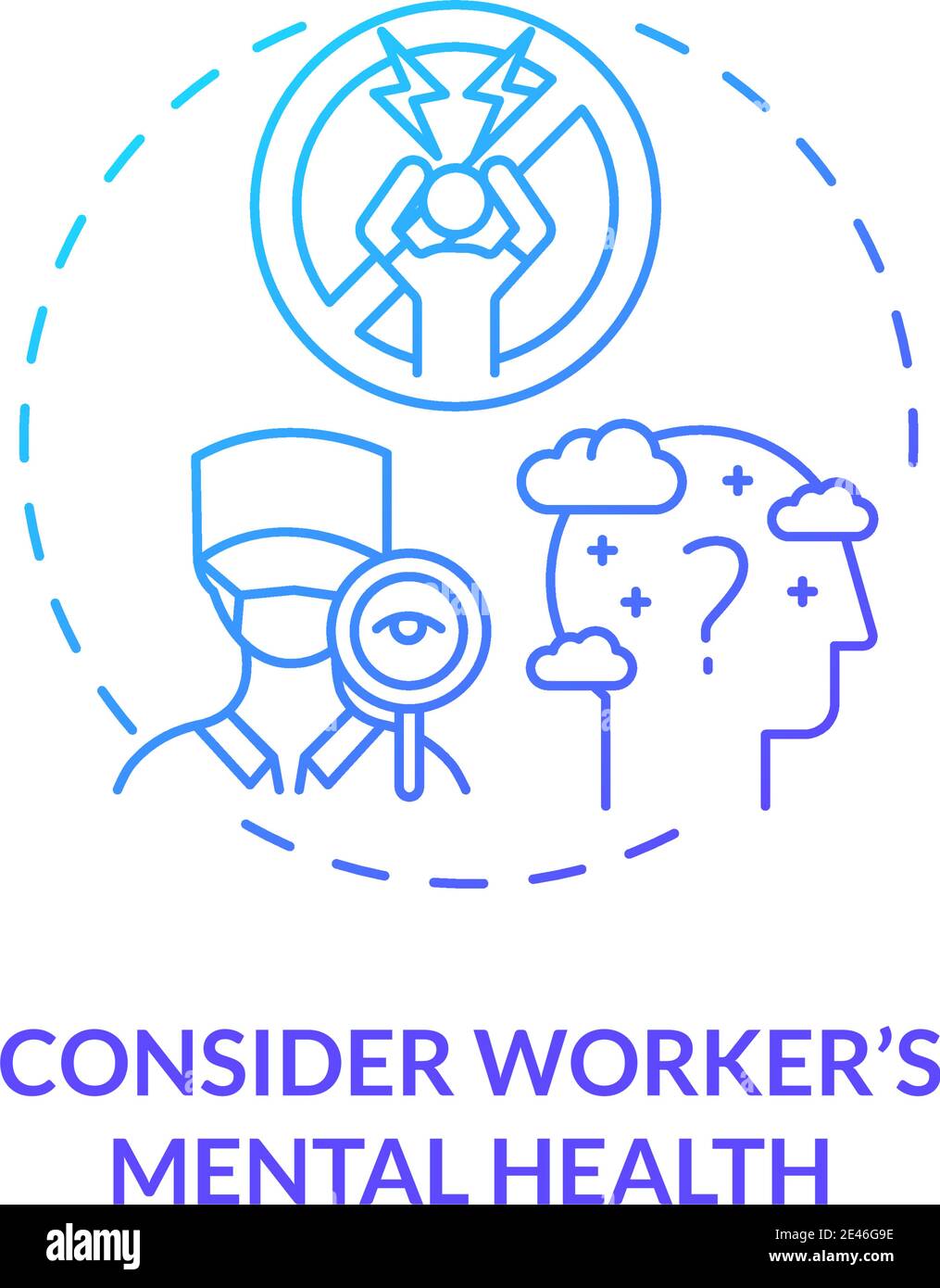Considering worker mental health concept icon Stock Vector Image & Art ...