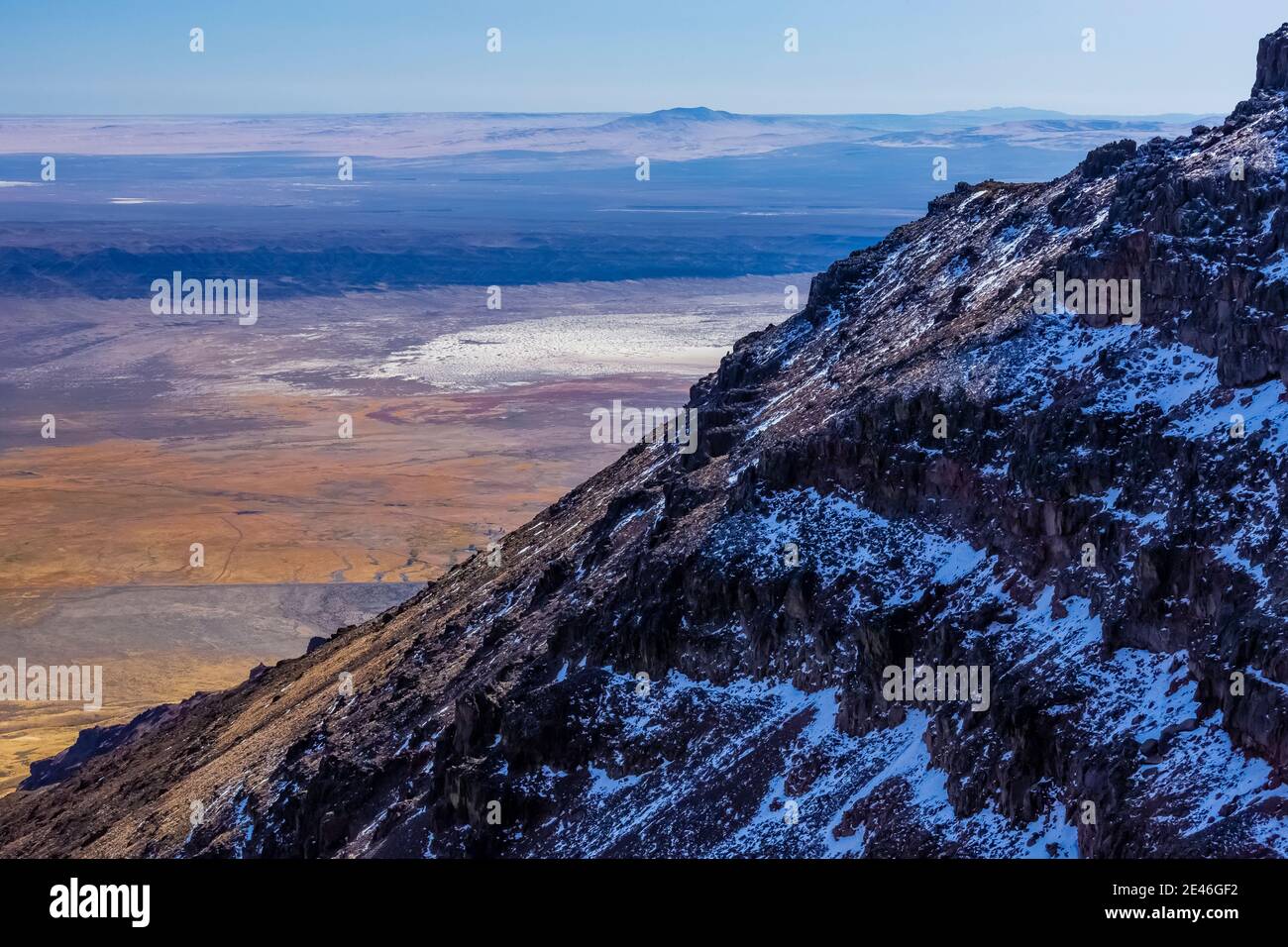 View out over the Alvord Desert and the valley below Steens Mountain ...