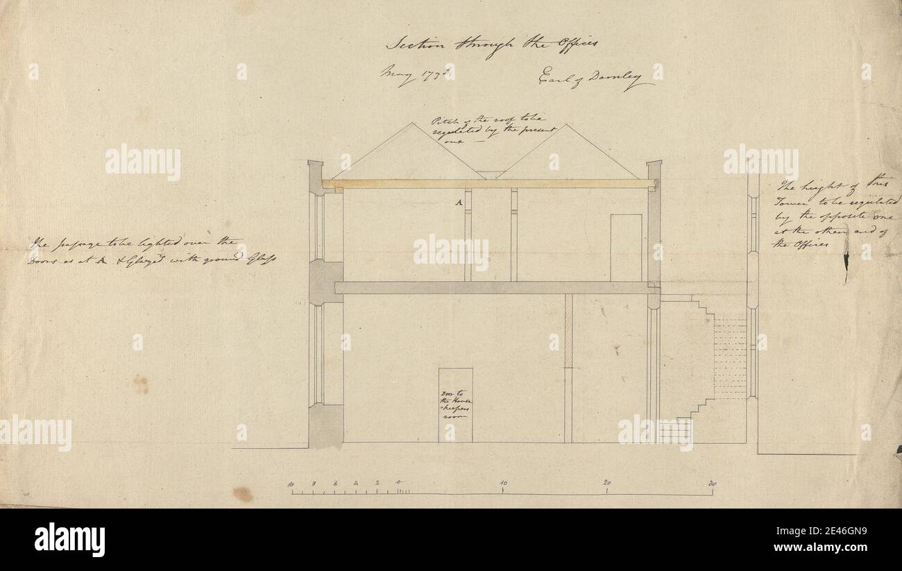James Wyatt, 1746â€“1813, British, Cobham Hall, Kent: Section Through ...
