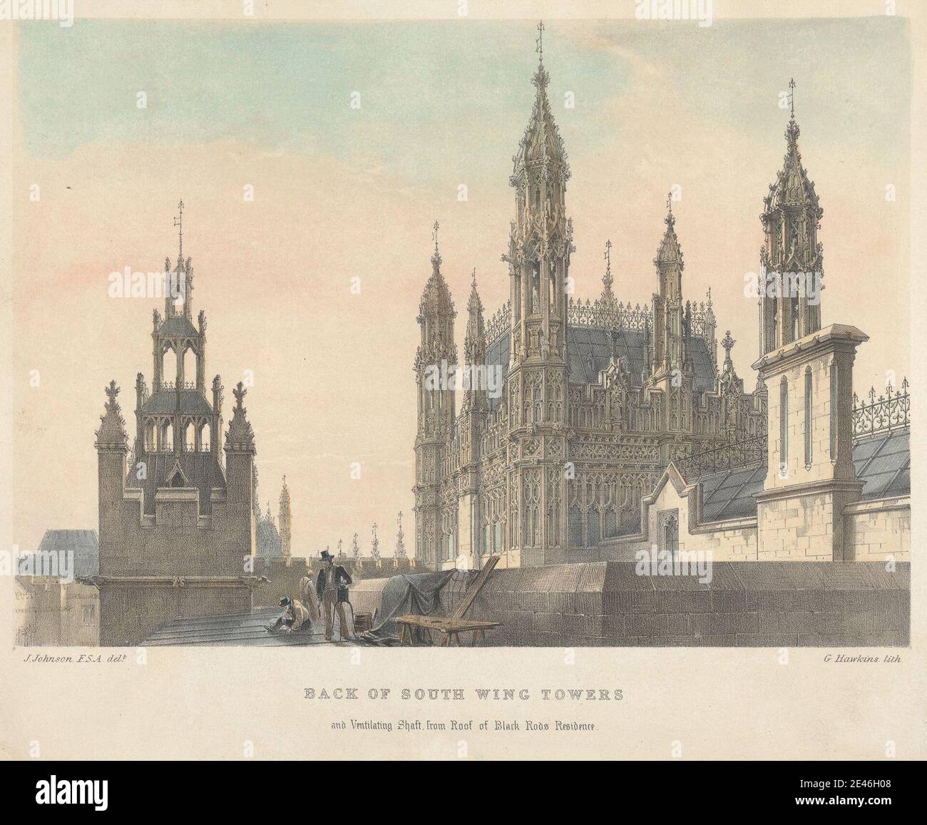 George Hawkins, 1819â€“1852, British, Back of South Wing Towers. Hand ...