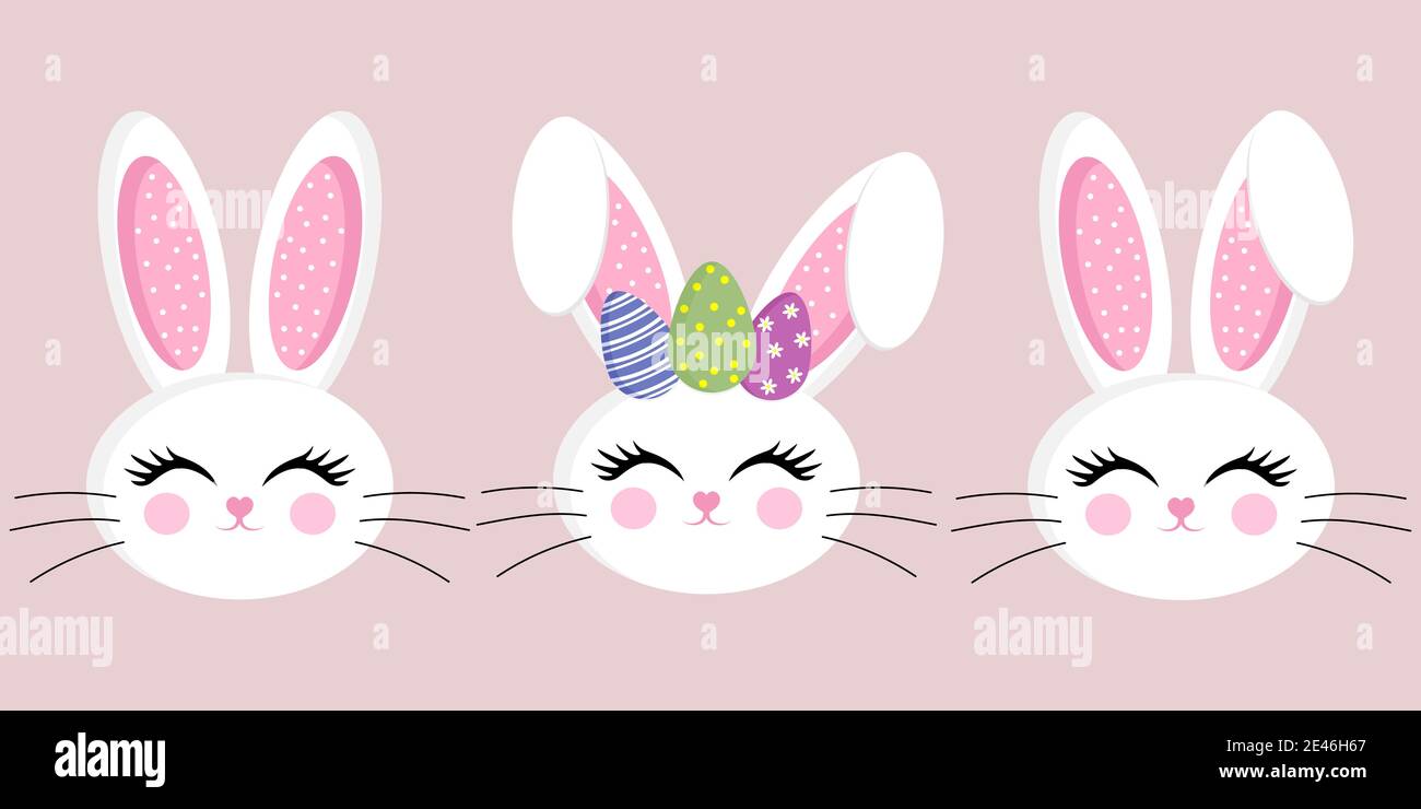 Set of Easter bunny face. Rabbit character Stock Vector Image & Art - Alamy