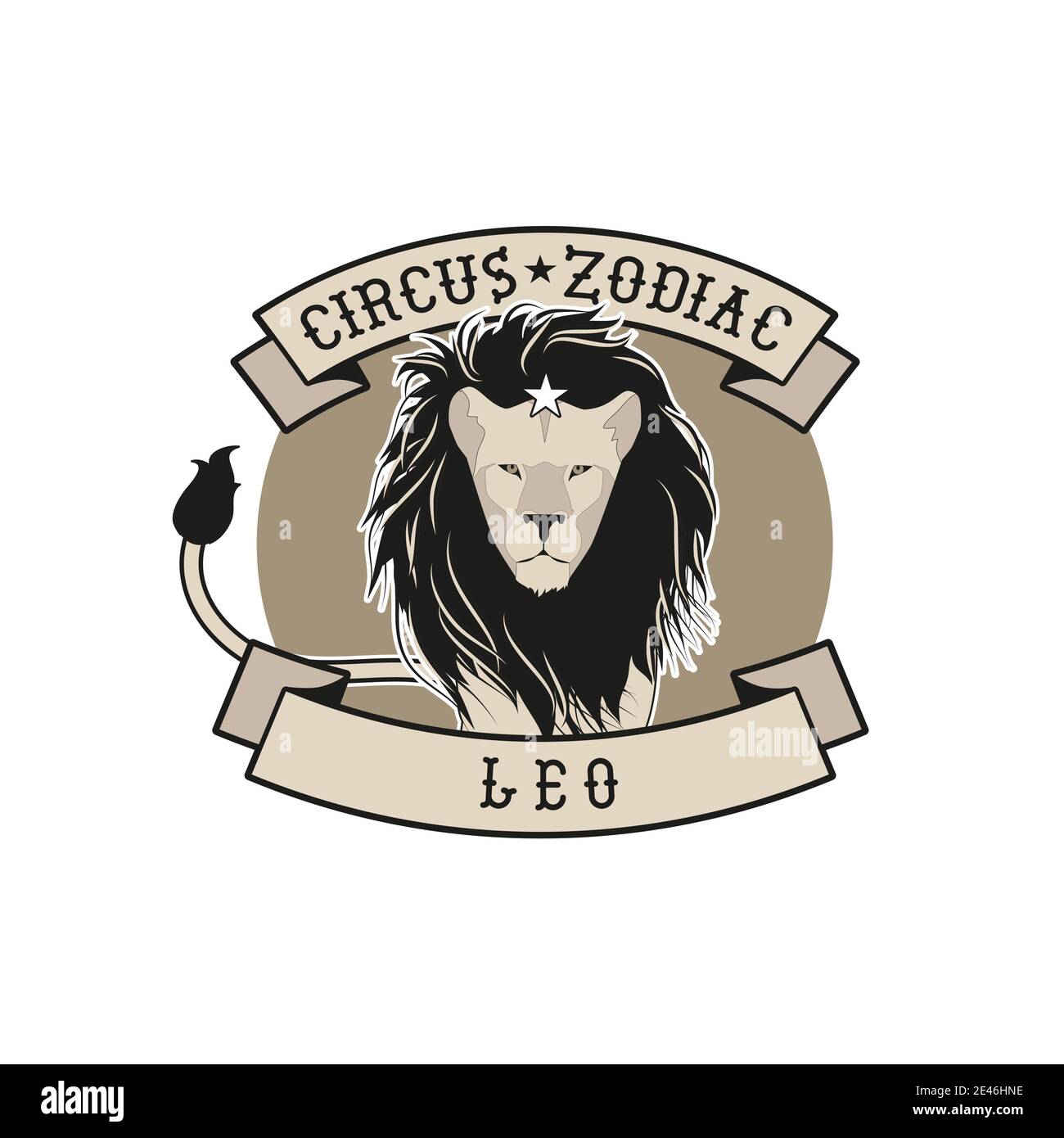 Zodiac Circus Emblem. Leo sign. Circus lion star label Stock Vector ...