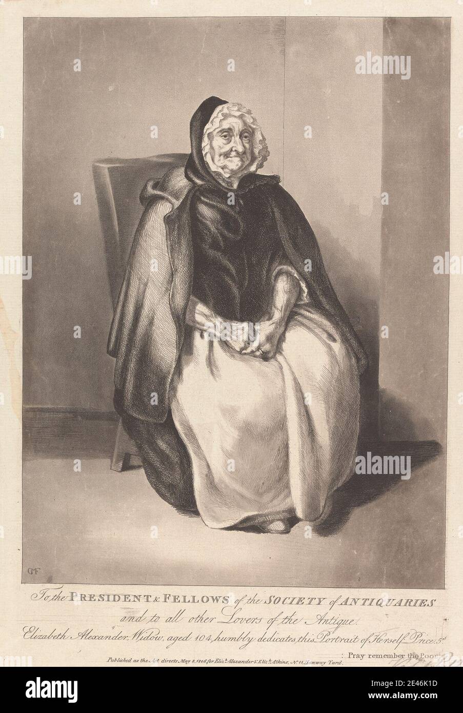 unknown artist, Elizabeth Alexander, 1806. Soft ground etching, etching ...