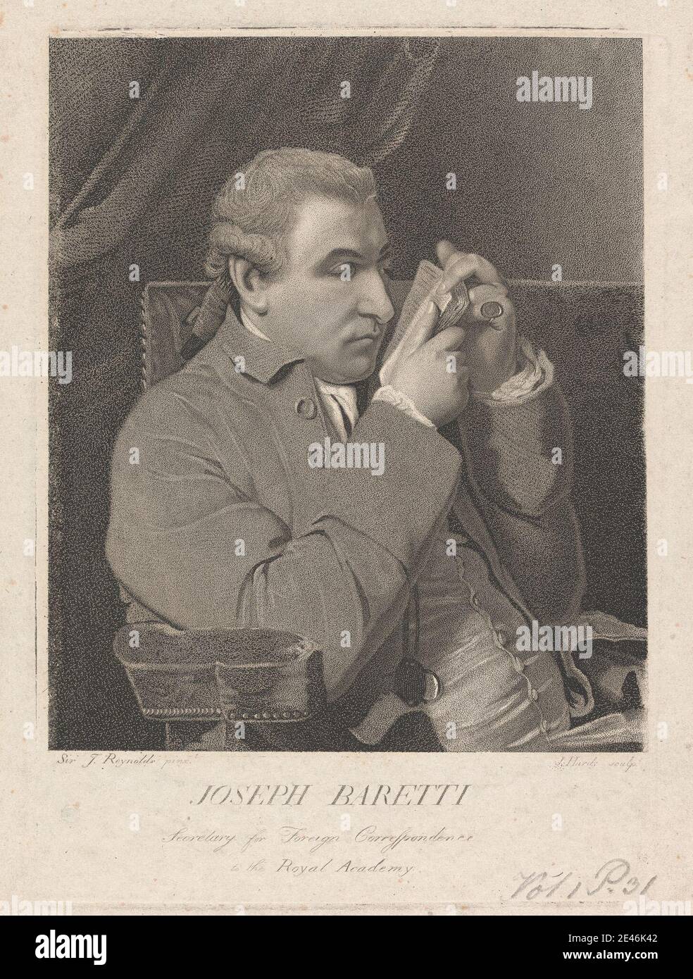 James Hardy, active 1770s, Joseph Baretti, 1794. Stipple engraving on ...