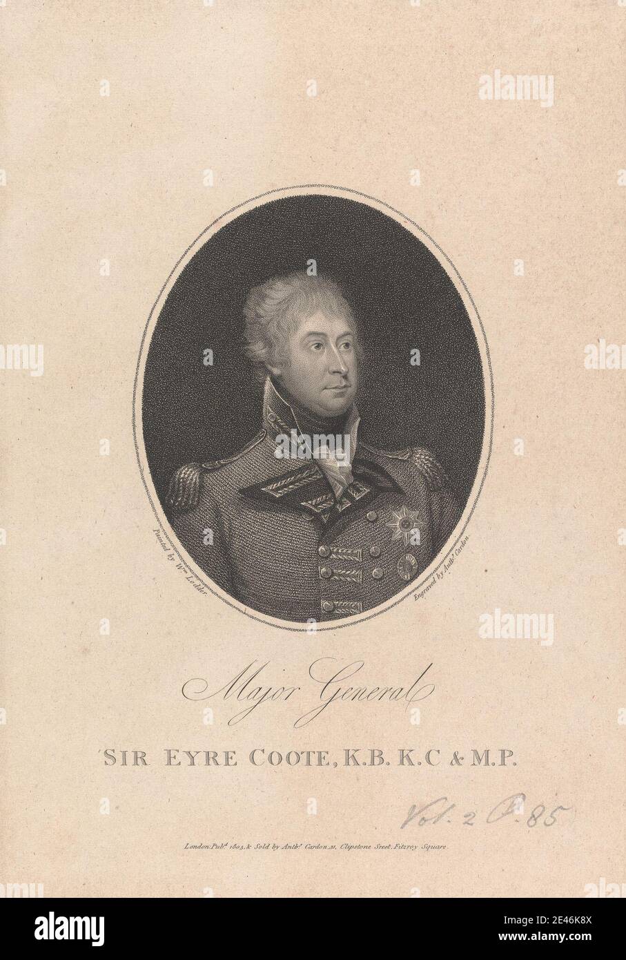 Anthony Cardon, 1772â€“1813, Flemish, Sir Eyre Coote, 1805. Stipple ...