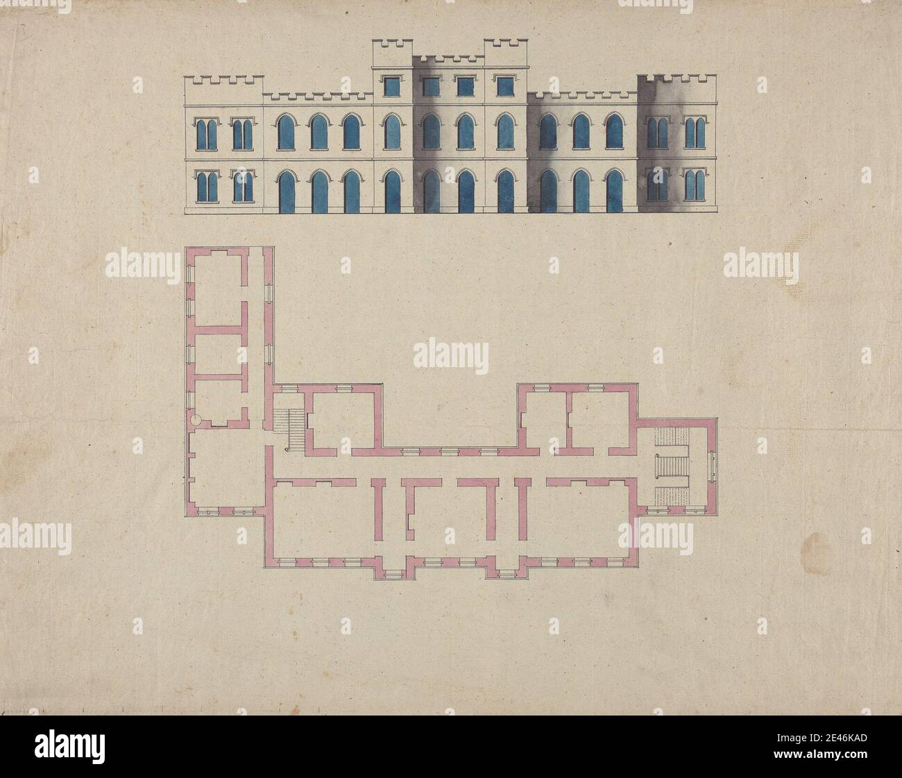 unknown artist, Design for Clifton Castle, Yorkshire: Plan and ...
