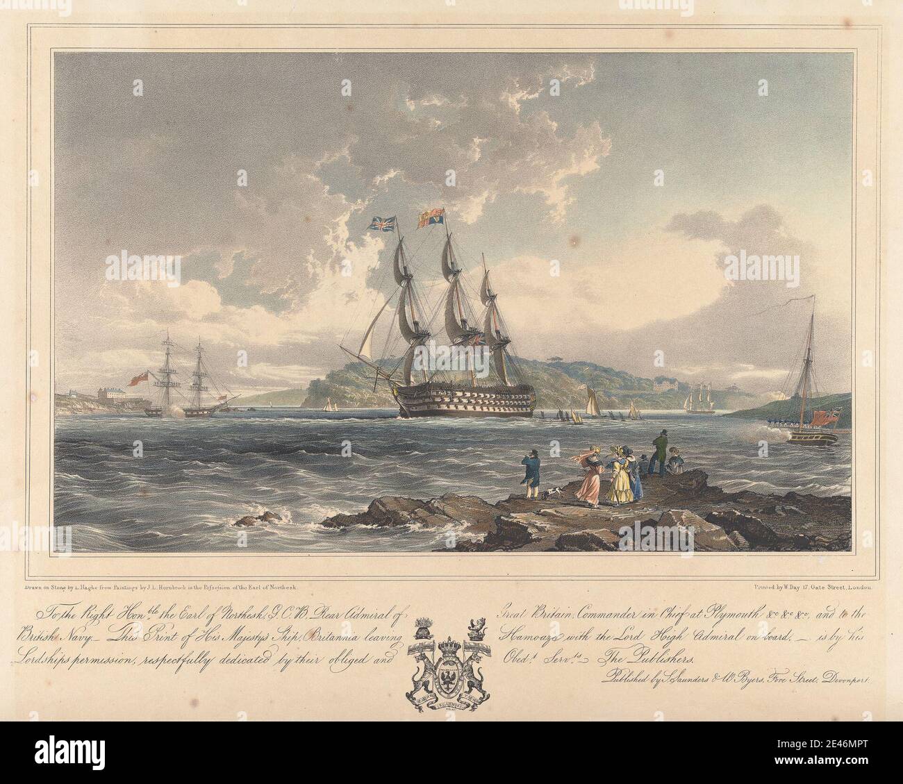 Louis Haghe, 1806â€“1885, British, His Majesty's Ship Britannia Leaving ...