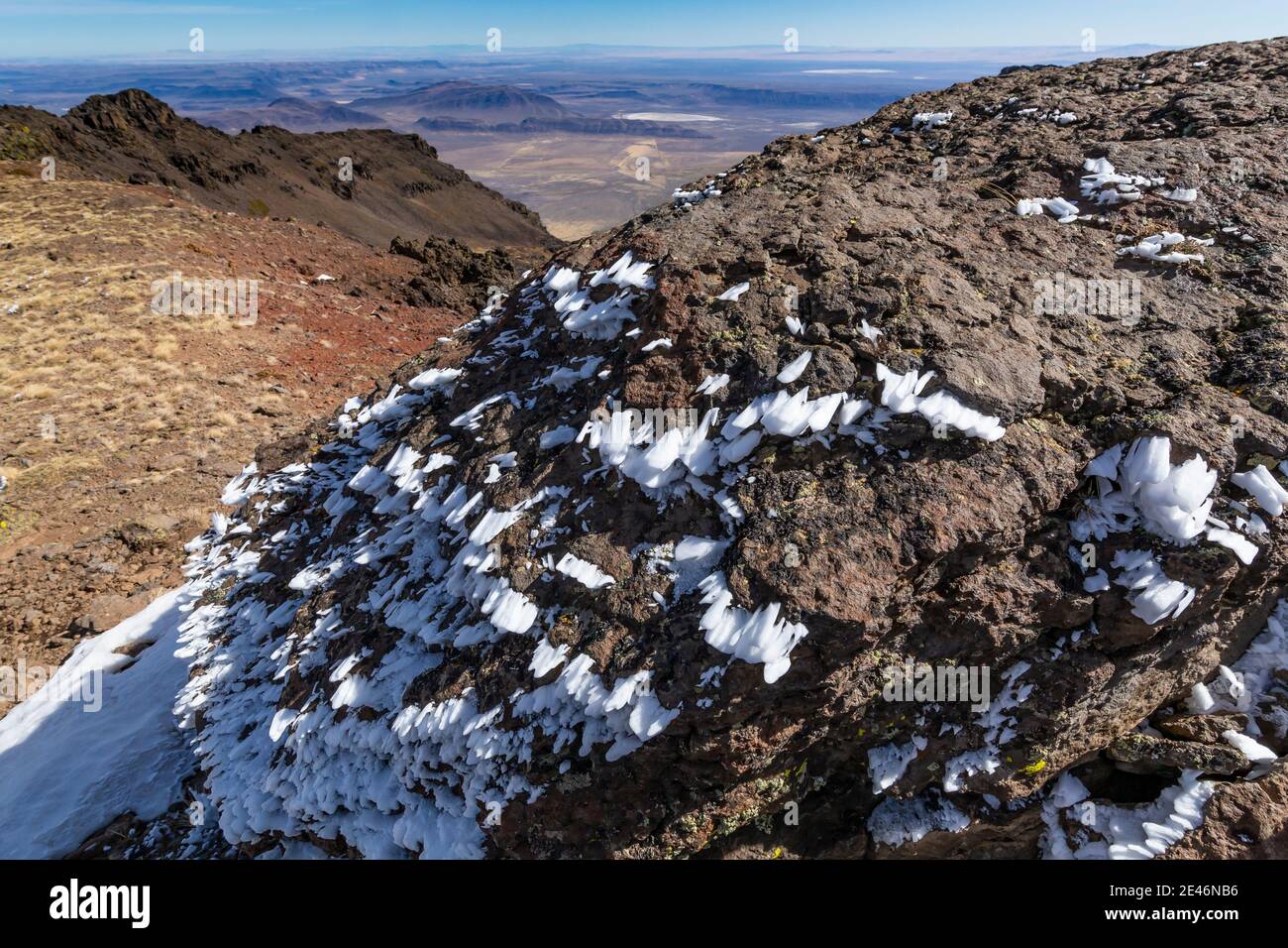 Hard rime ice formed during a freezing fog and wind atop Steens ...