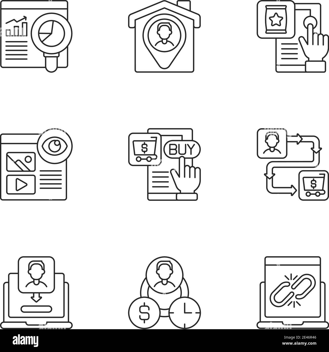 Digital analytics linear icons Cut Out Stock Images & Pictures - Alamy