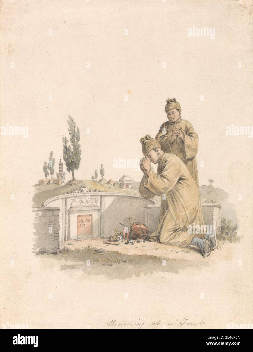 William Alexander, 1767–1816, British, Mourning at a Tomb, between 1792 ...