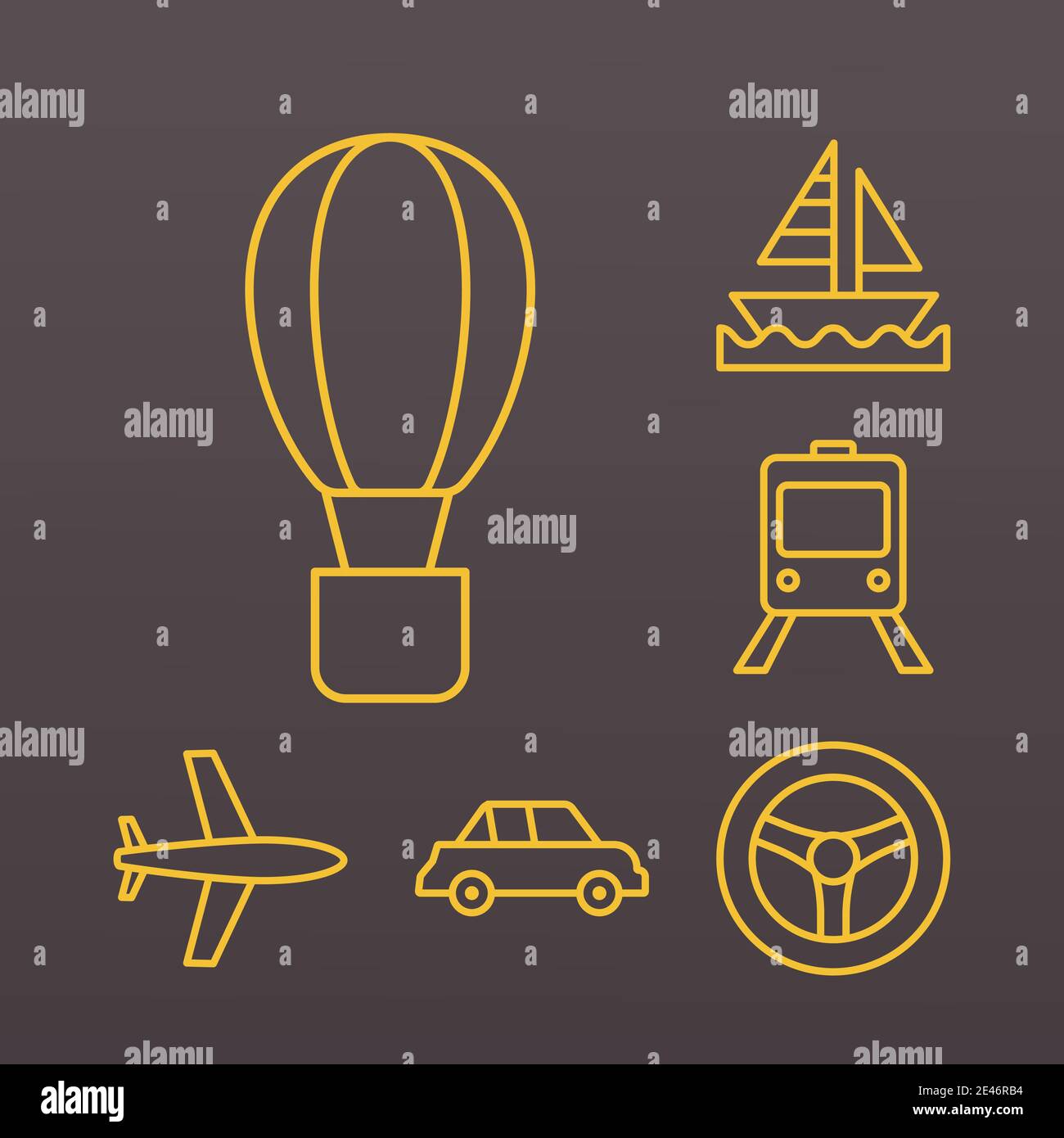 bundle of six conveyance transport line style set icons vector ...