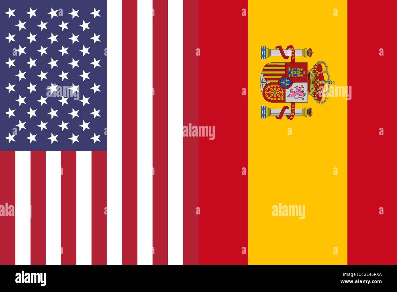 National flags icon of the USA and Spain Stock Photo - Alamy
