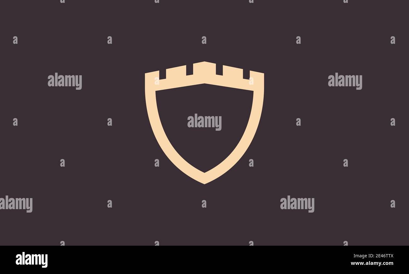 shield or badge with castle simple vintage logo symbol icon vector ...