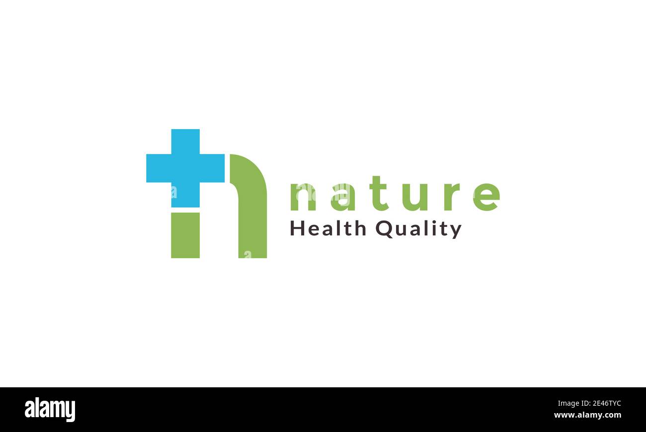 letter n with cross medical healthcare logo symbol icon vector graphic ...
