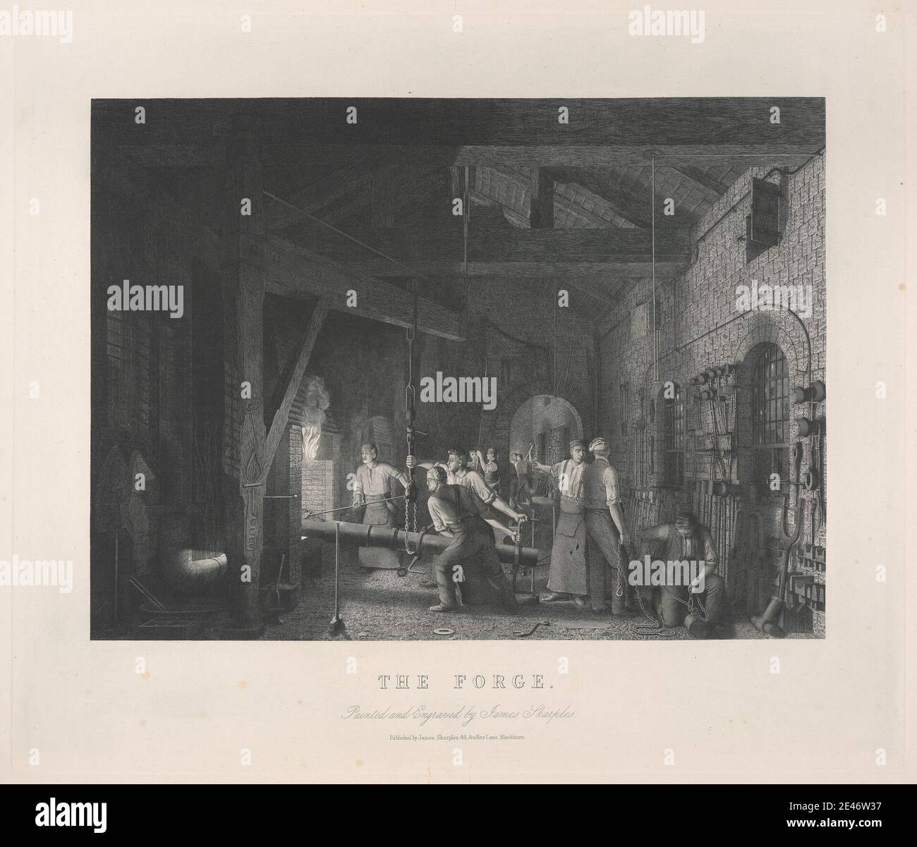Print made by James Sharples, 1825–1892, British, The Forge, 1859. Line ...