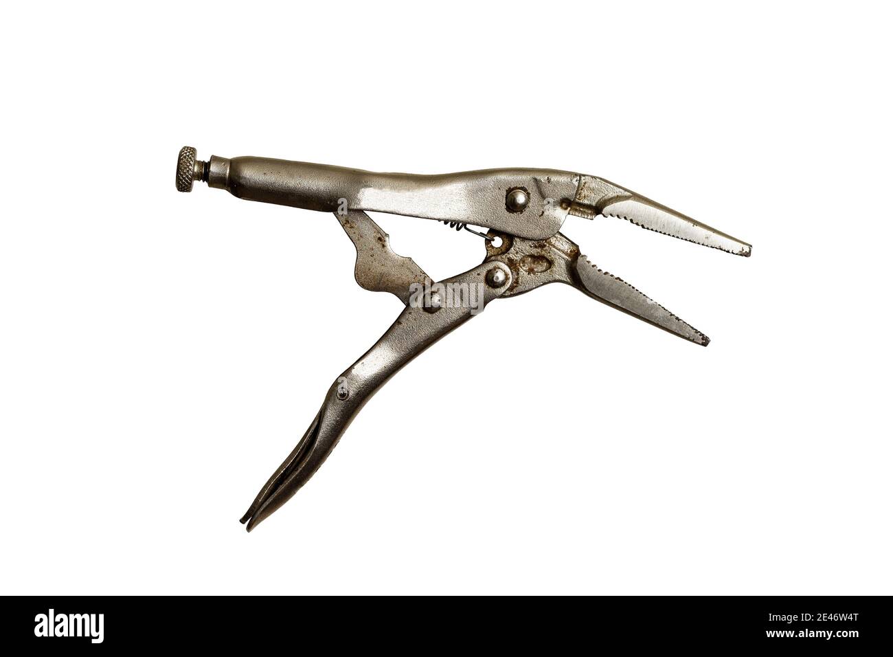 Antique locking pliers on a solid white background Stock Photo - Alamy