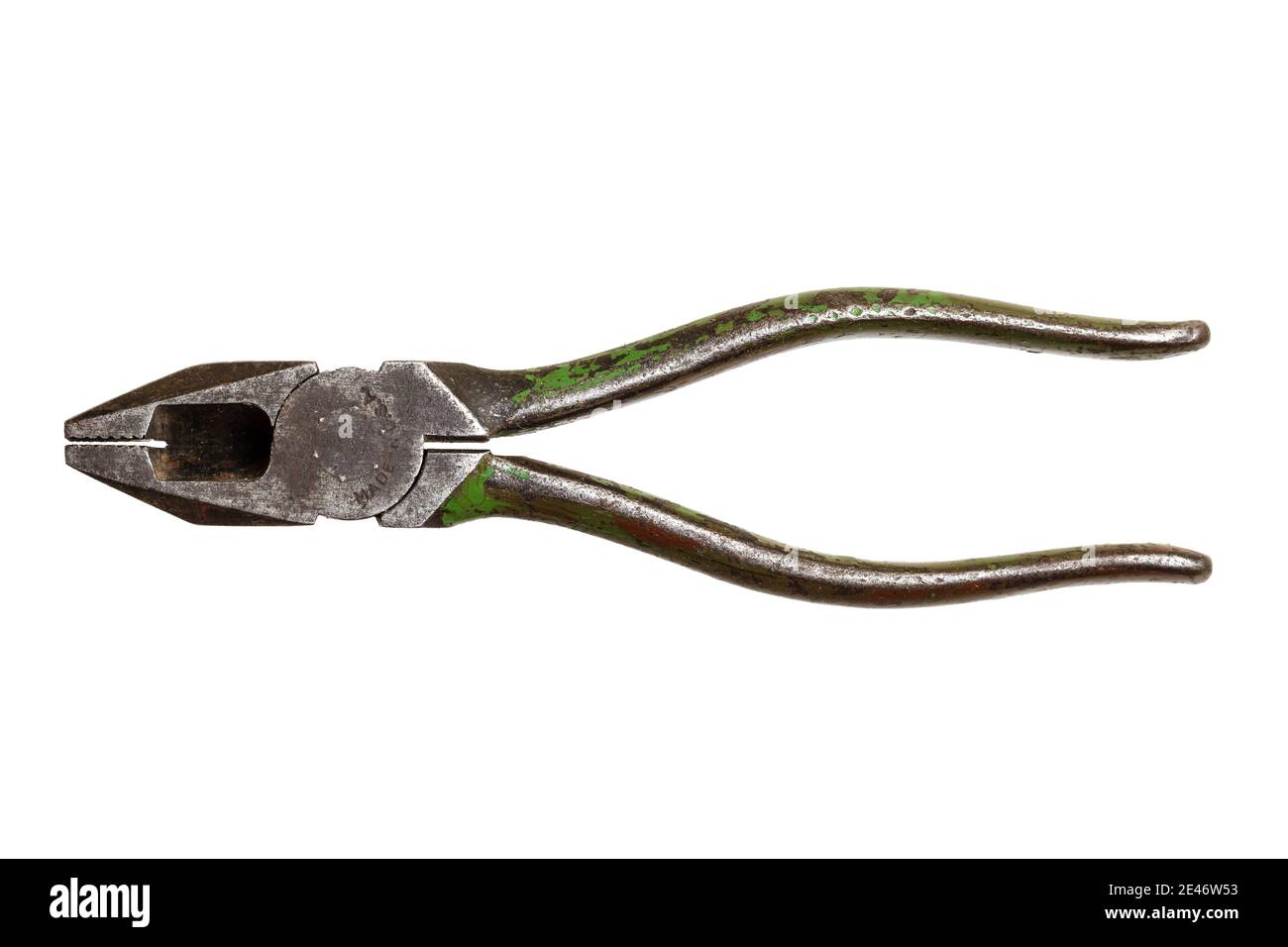 Antique lineman pliers on a solid white background Stock Photo - Alamy