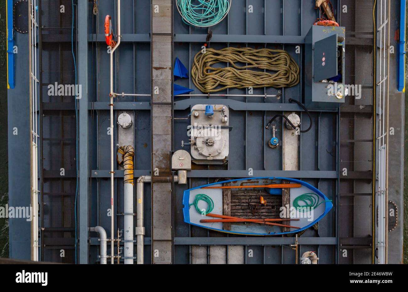 Top view onto a river barge Stock Photo - Alamy