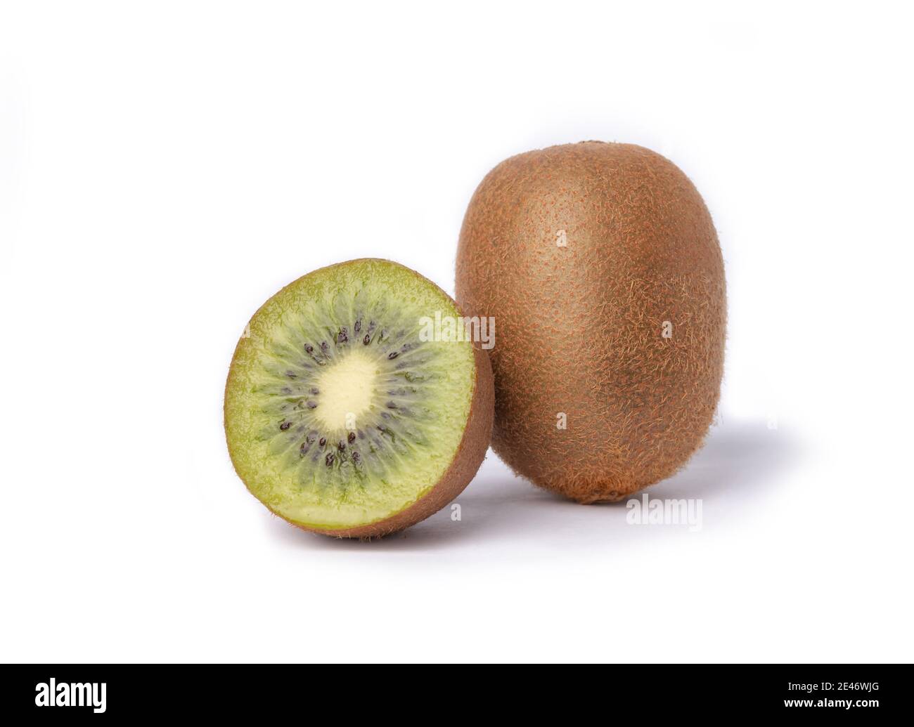 Ripe kiwi and half sliced kiwi fruit isolated on white background Stock ...